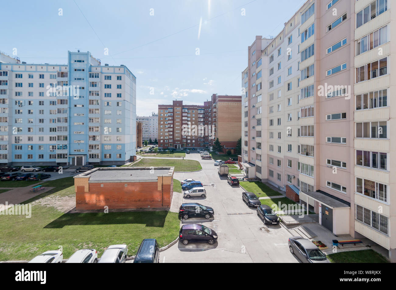 Russia, Novosibirsk - June 15, 2019: Russian courtyards. buildings ...