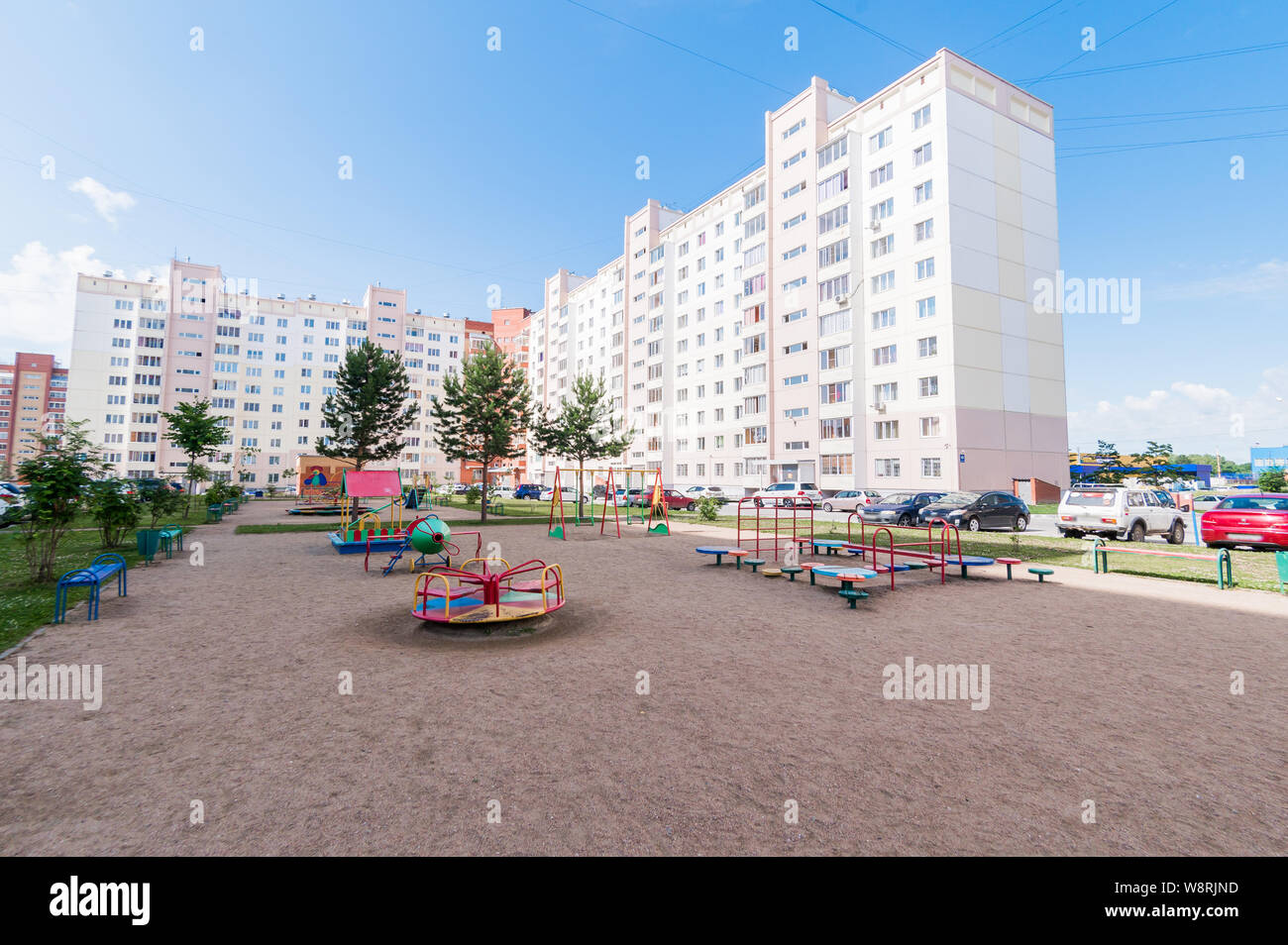 Russia, Novosibirsk - June 15, 2019: Russian courtyards. buildings ...
