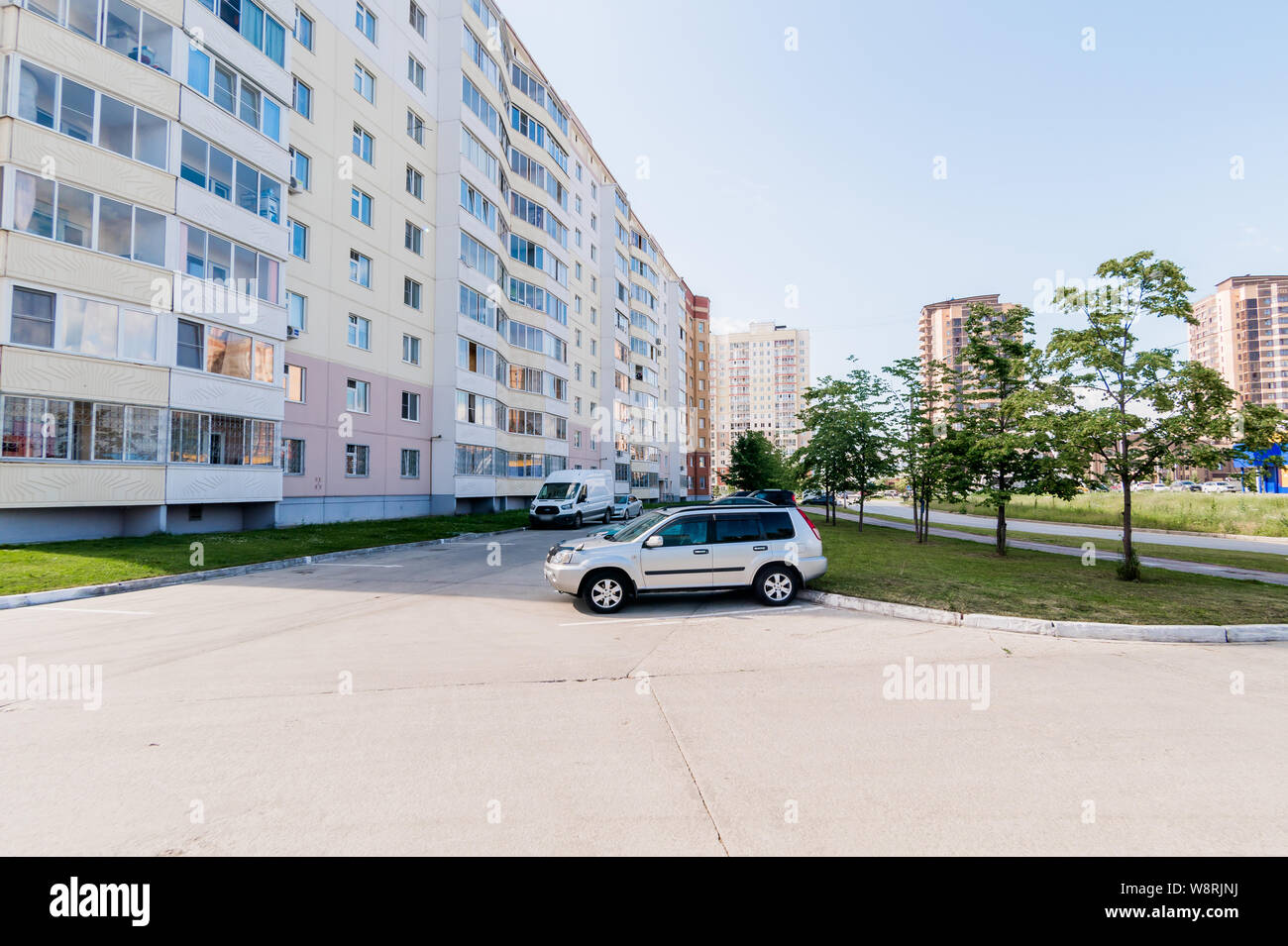 Russia, Novosibirsk - June 15, 2019: Russian courtyards. buildings ...