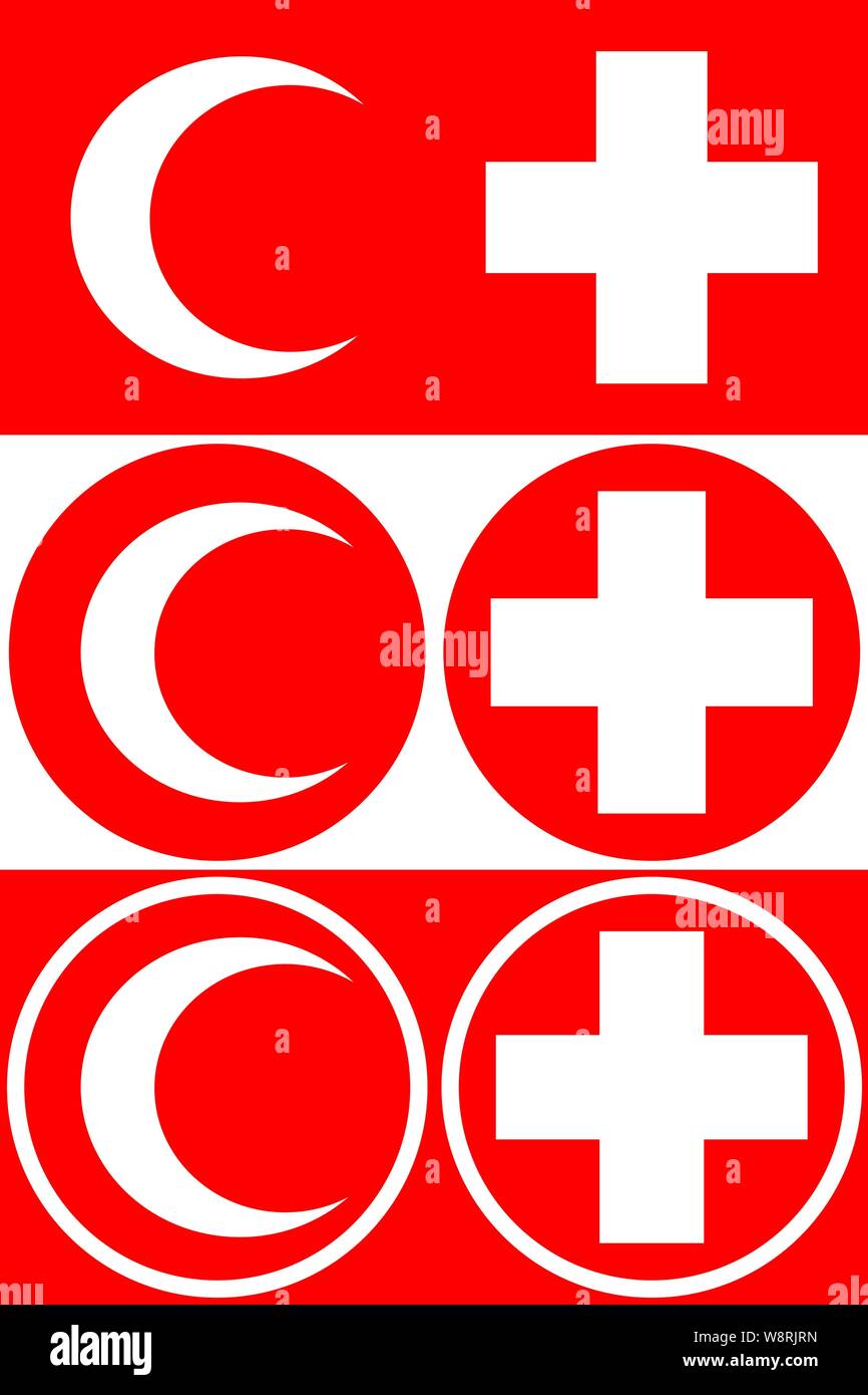 Medical cross and medical crescent. A set of options for medical ...
