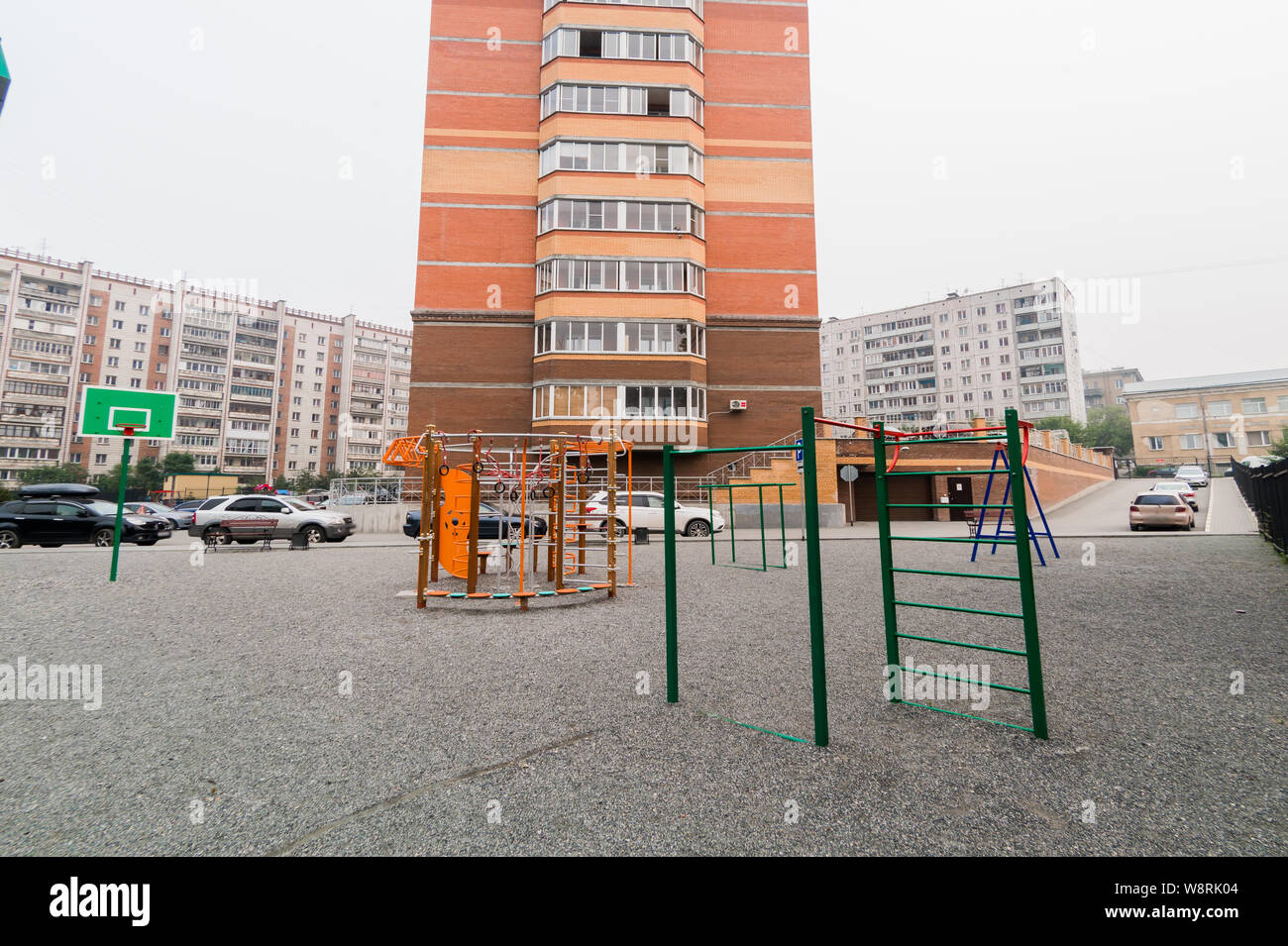 Russia, Novosibirsk - June 15, 2019: Russian courtyards. buildings ...