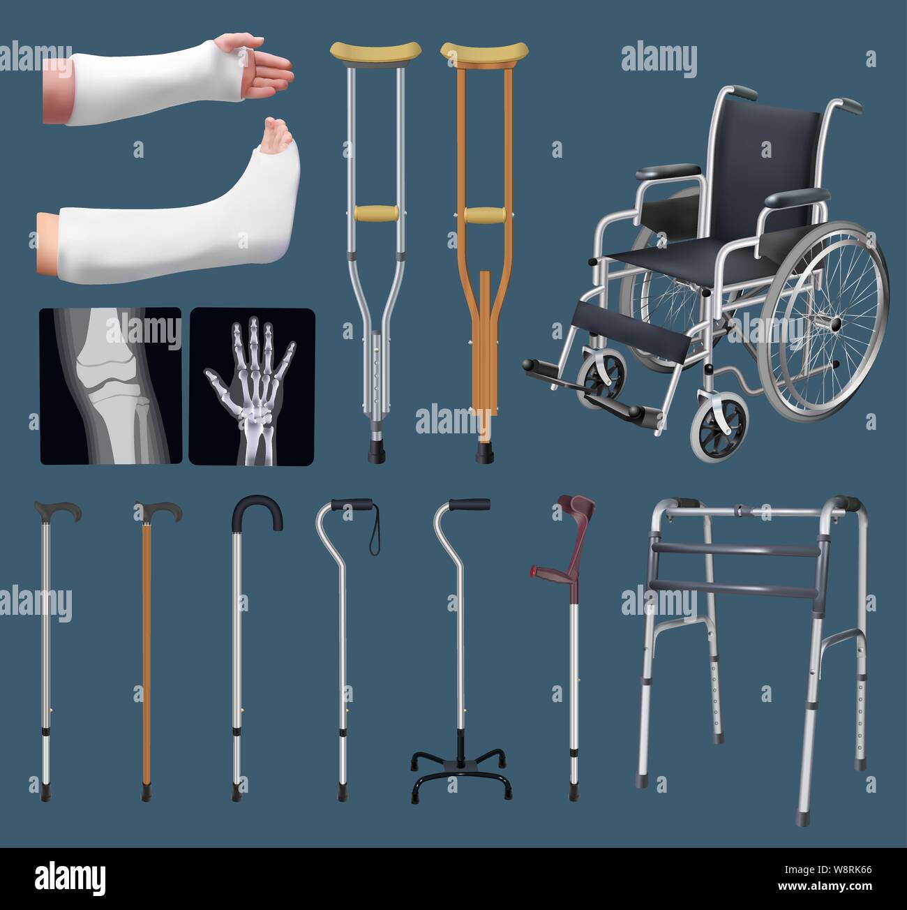 Set of objects of traumatology medicine. Treatment of musculoskeletal ...
