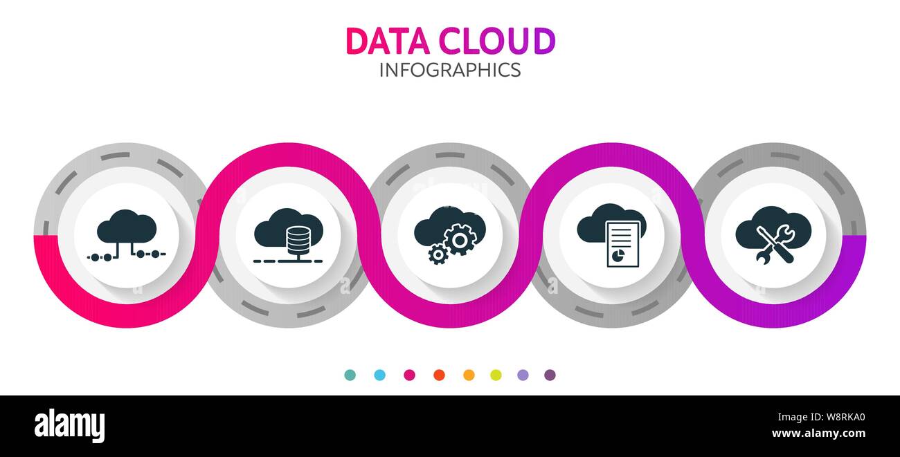 Cloud data abstract 3D infographic elements. Circle template with cloud ...