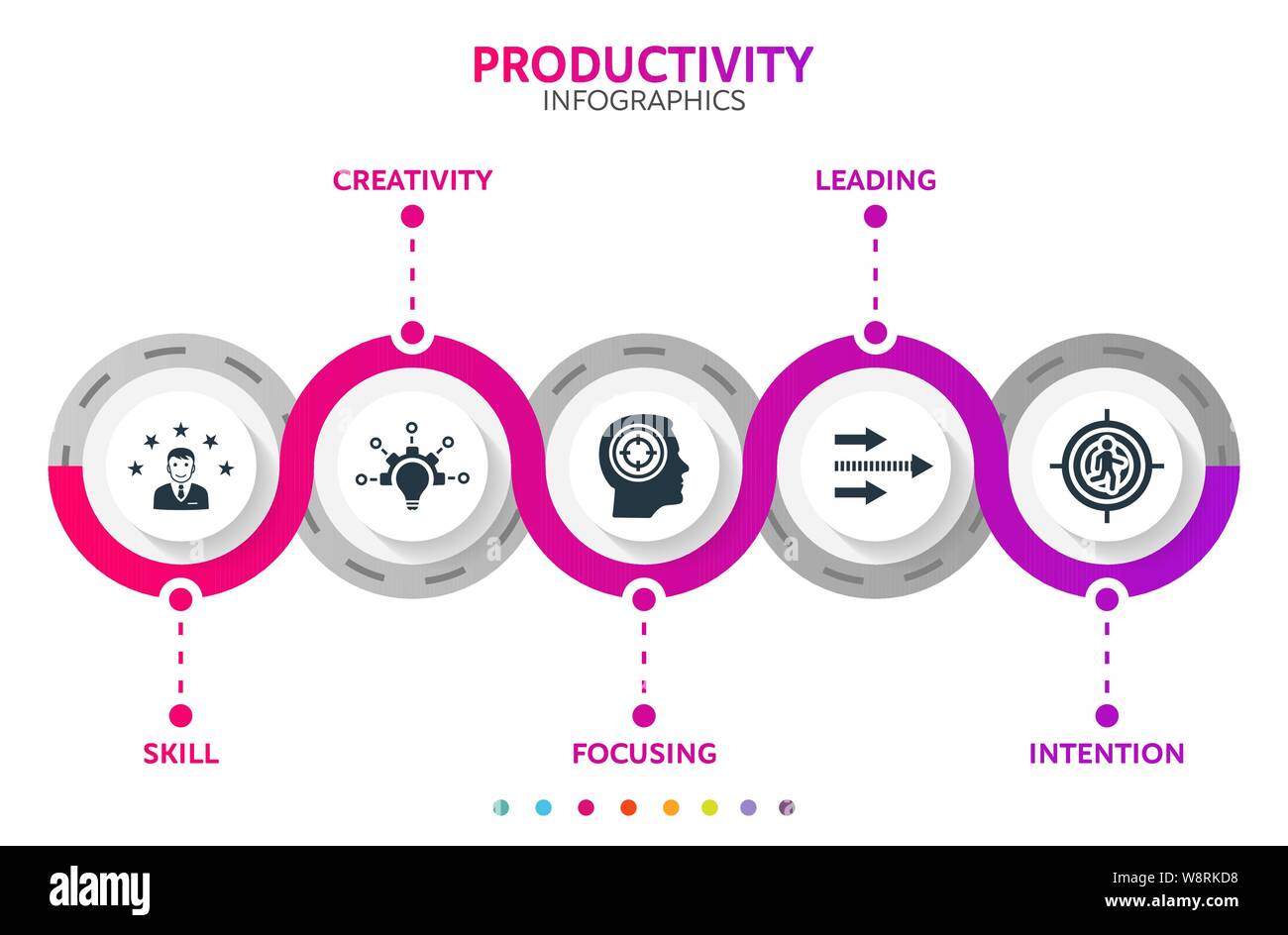 Productivity abstract 3D infographic elements. Circle template with ...
