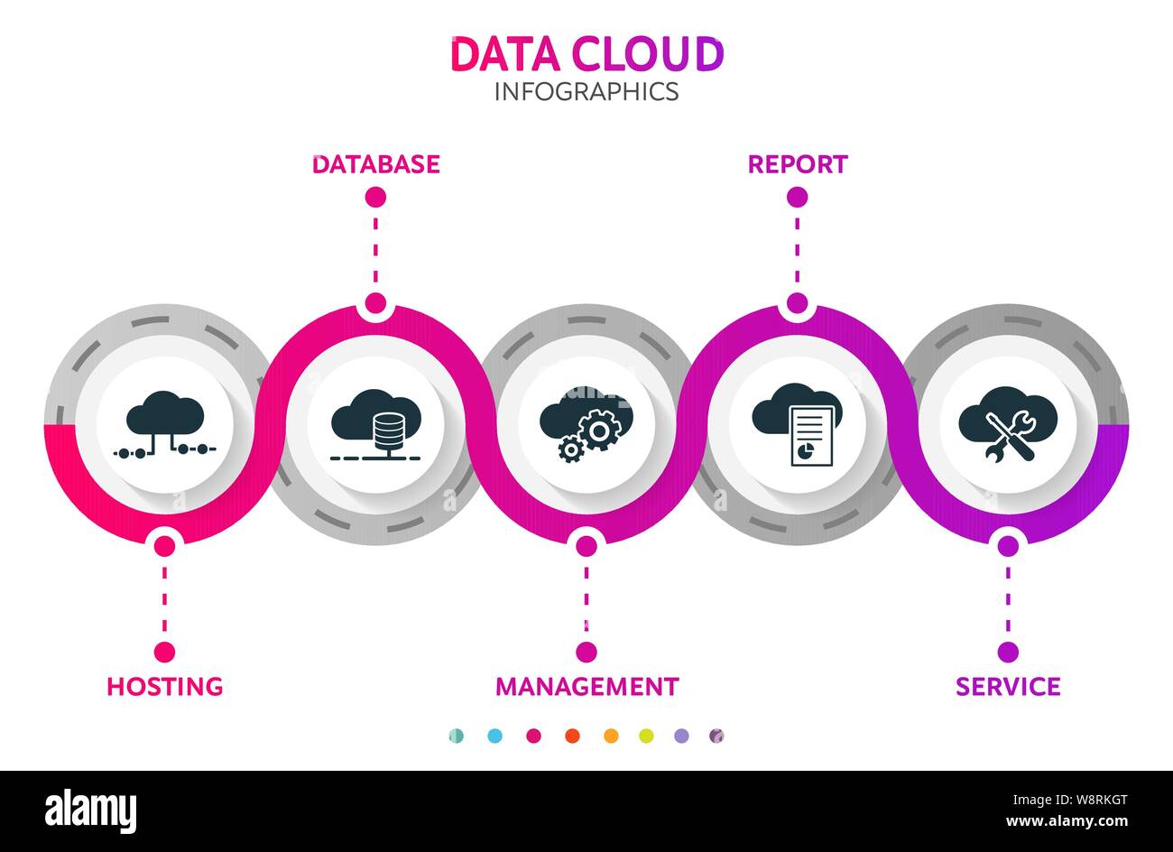 Cloud data abstract 3D infographic elements. Circle template with cloud ...