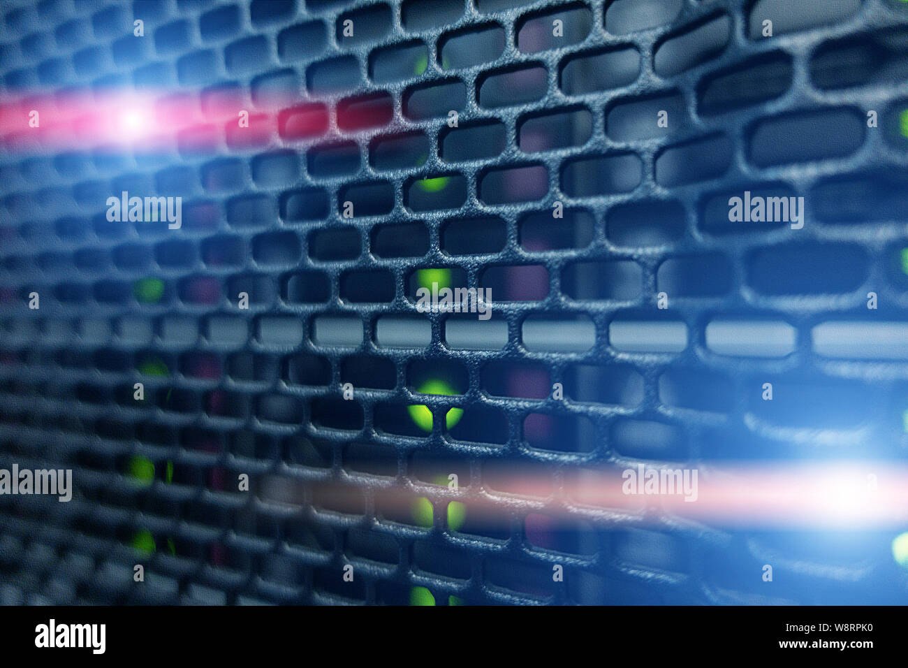 Row of hard drives mounted in a rack in a data center. SATA HDD DISK ...