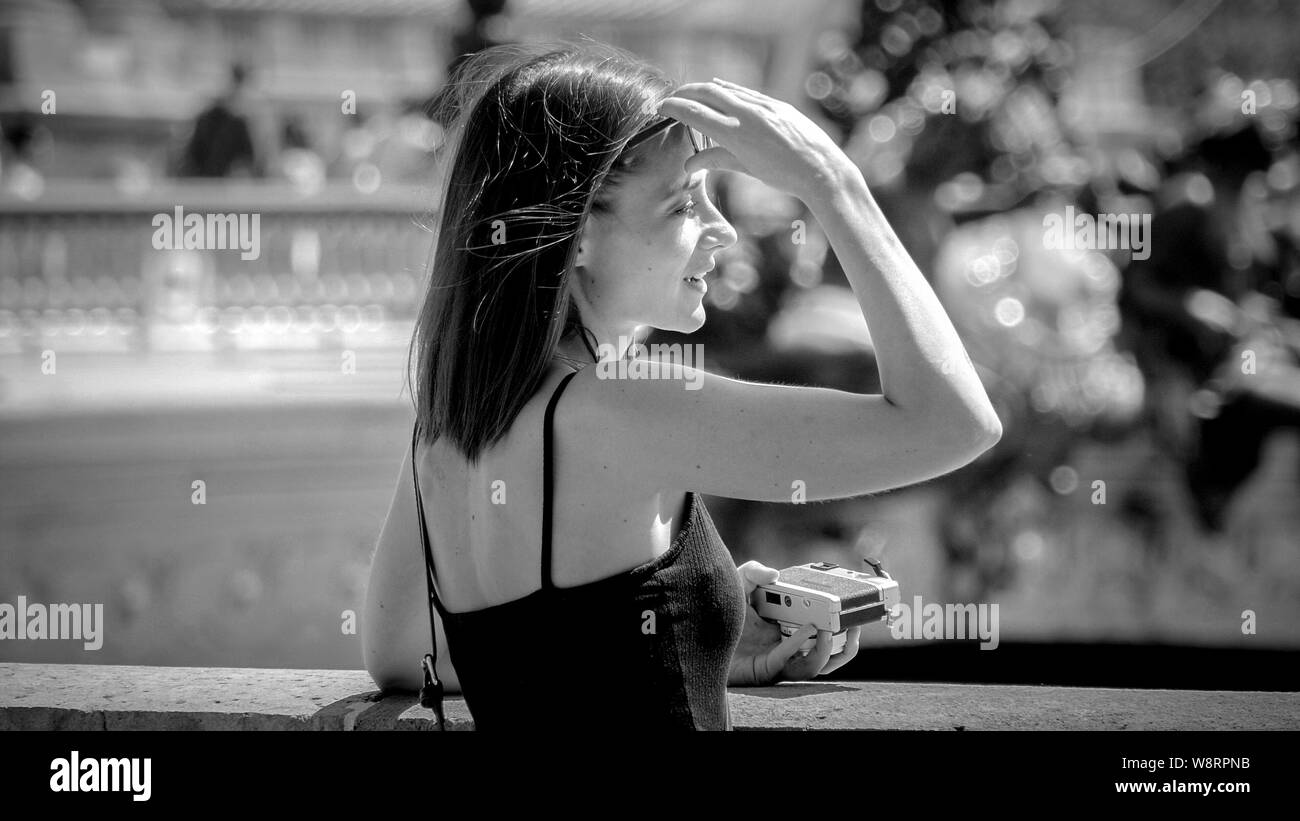 French girl in the city of Paris - Paris street photography Stock Photo ...
