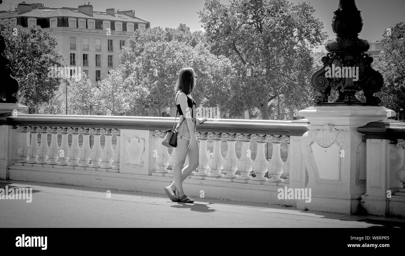 French girl in the city of Paris - Paris street photography Stock Photo ...