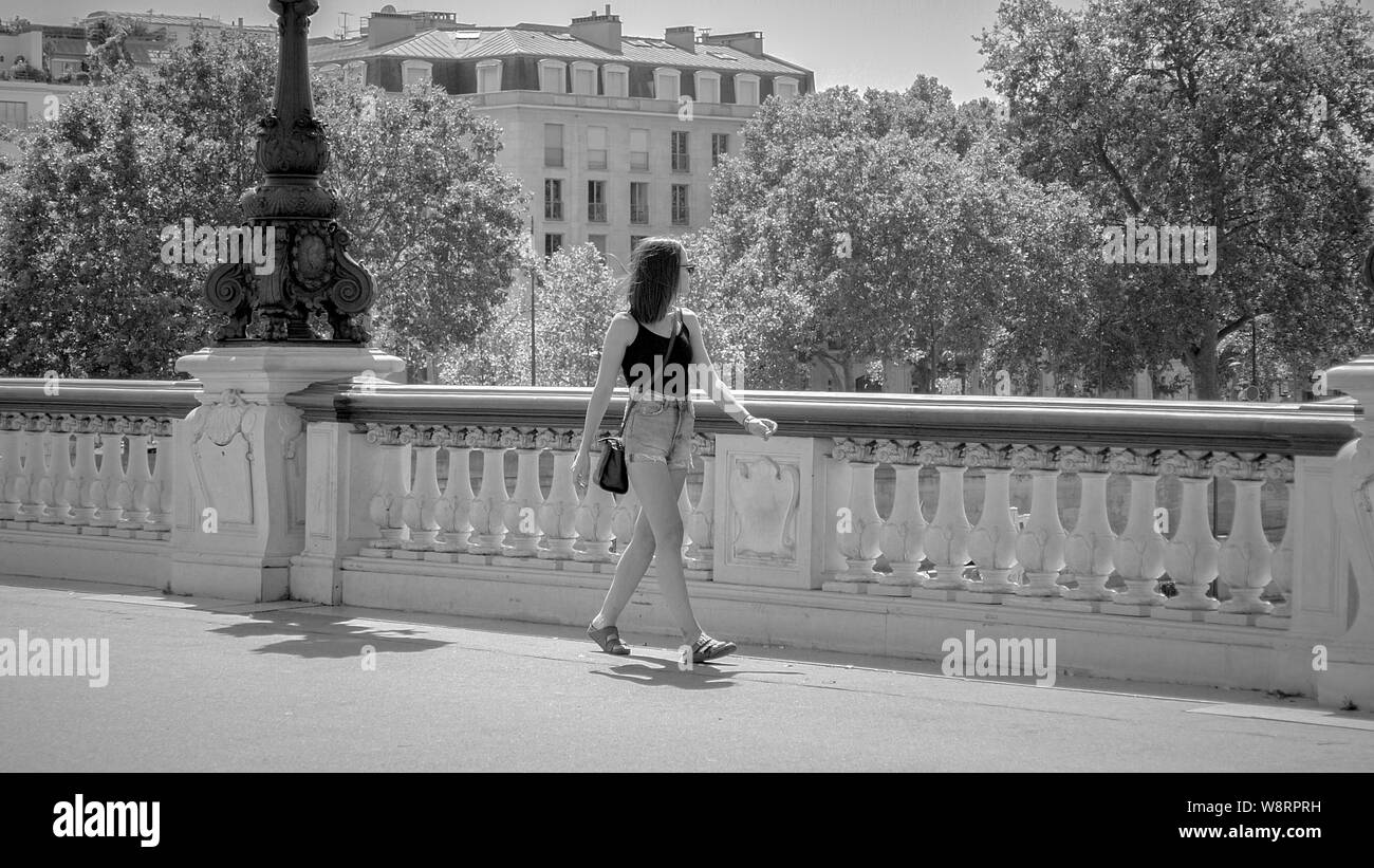 French girl in the city of Paris - Paris street photography Stock Photo ...