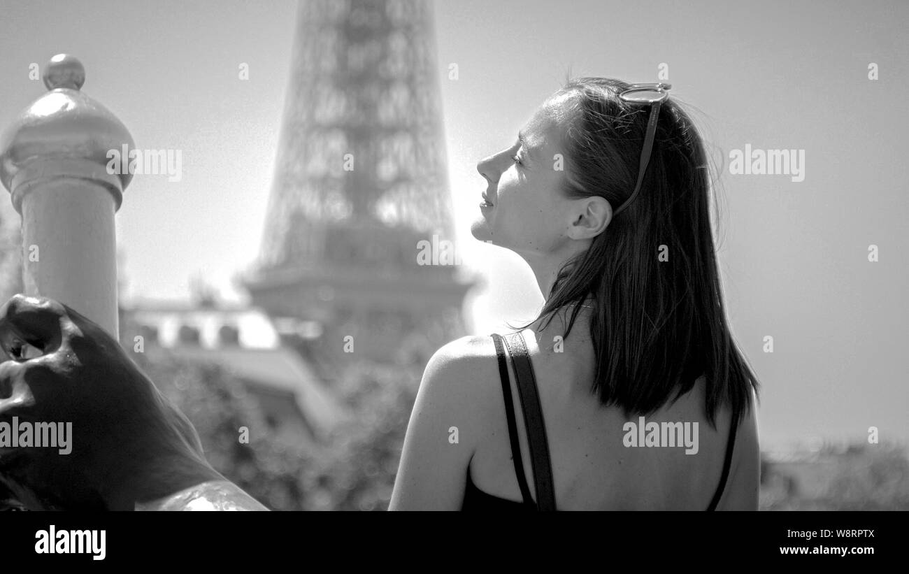 French girl in the city of Paris - Paris street photography Stock Photo ...