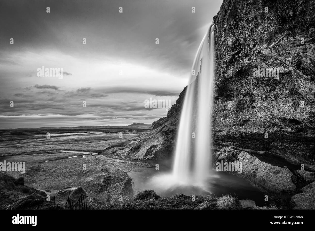 River waterfall cliff Black and White Stock Photos & Images - Alamy