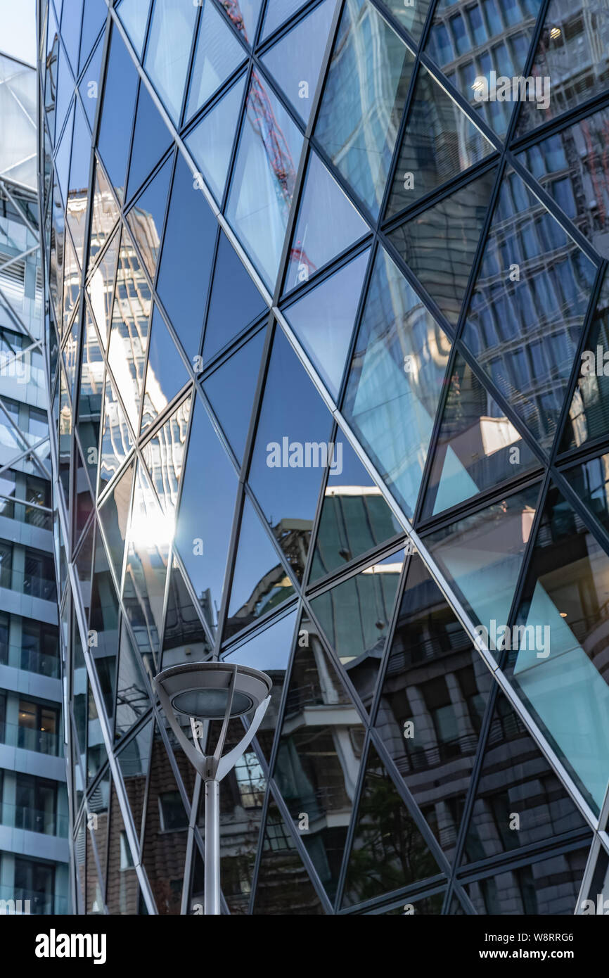 London, UK - September 02, 2018: Reflections of City in the windows of ...