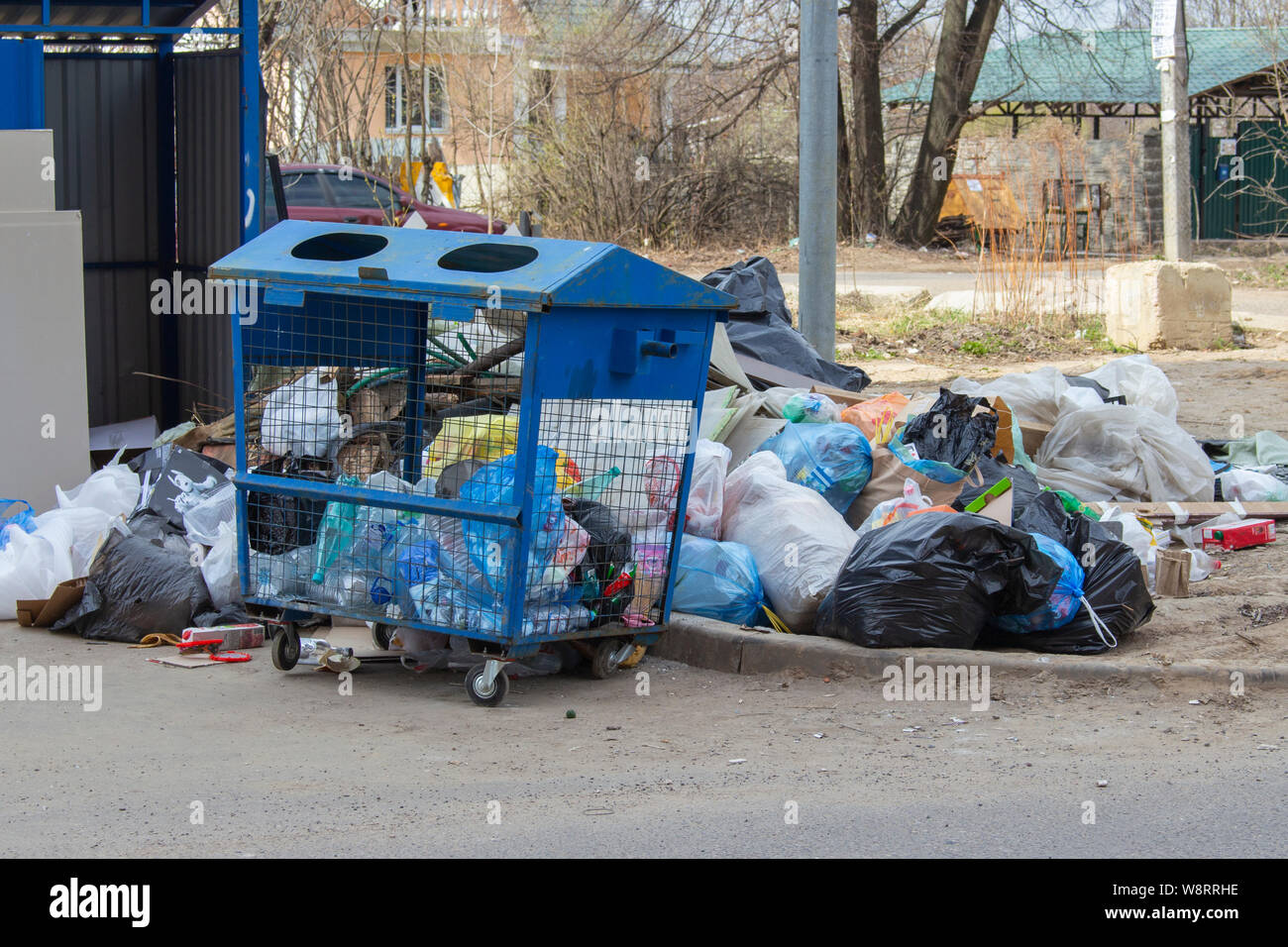 Basket for garbage collection trash waste for recycling. Sorting of ...