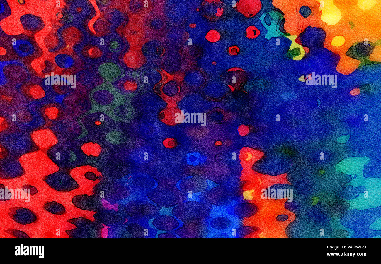 Abstract design pattern in happy bright colors, warm volume brush ...