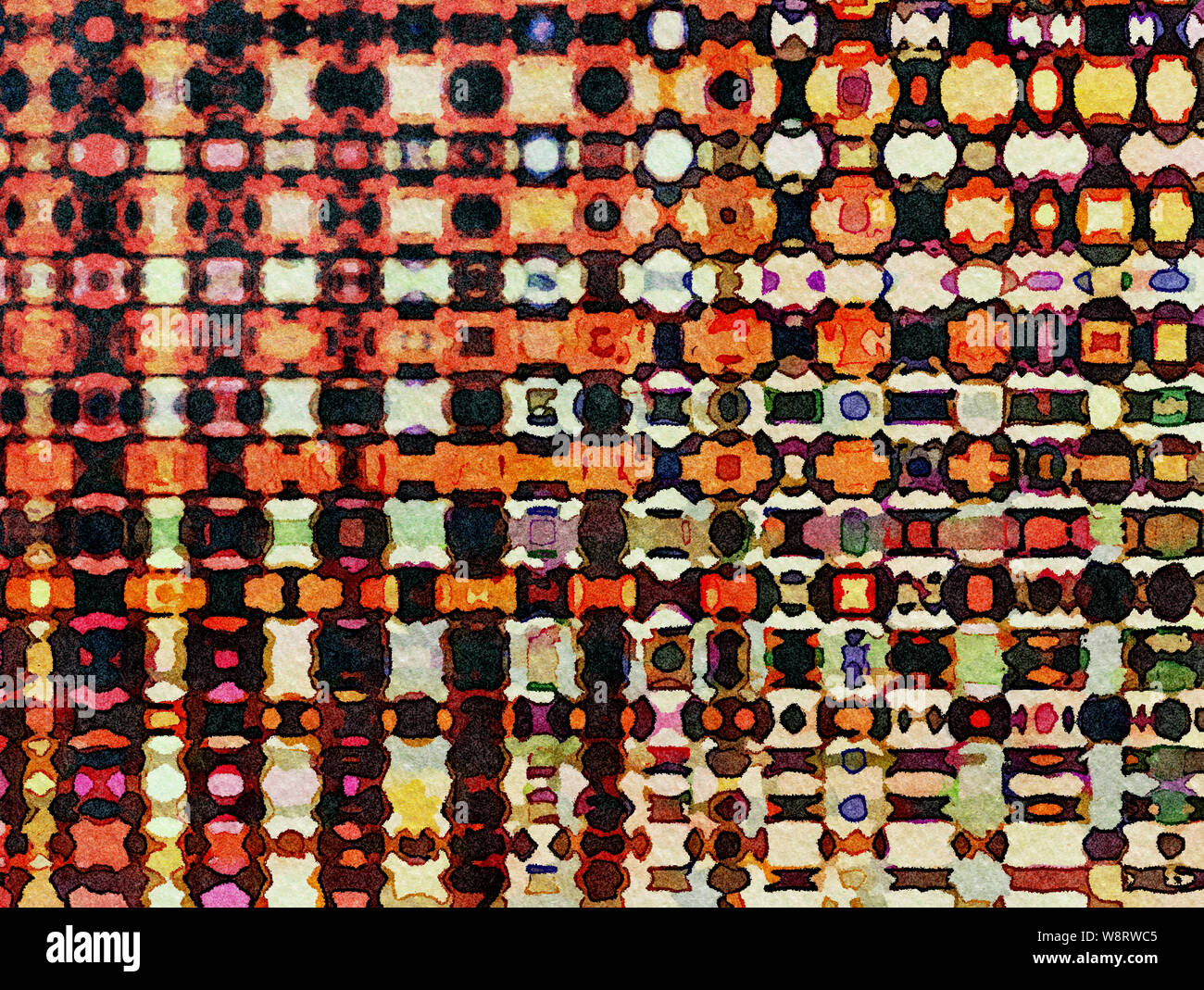 Abstract design pattern in happy bright colors, warm volume brush ...