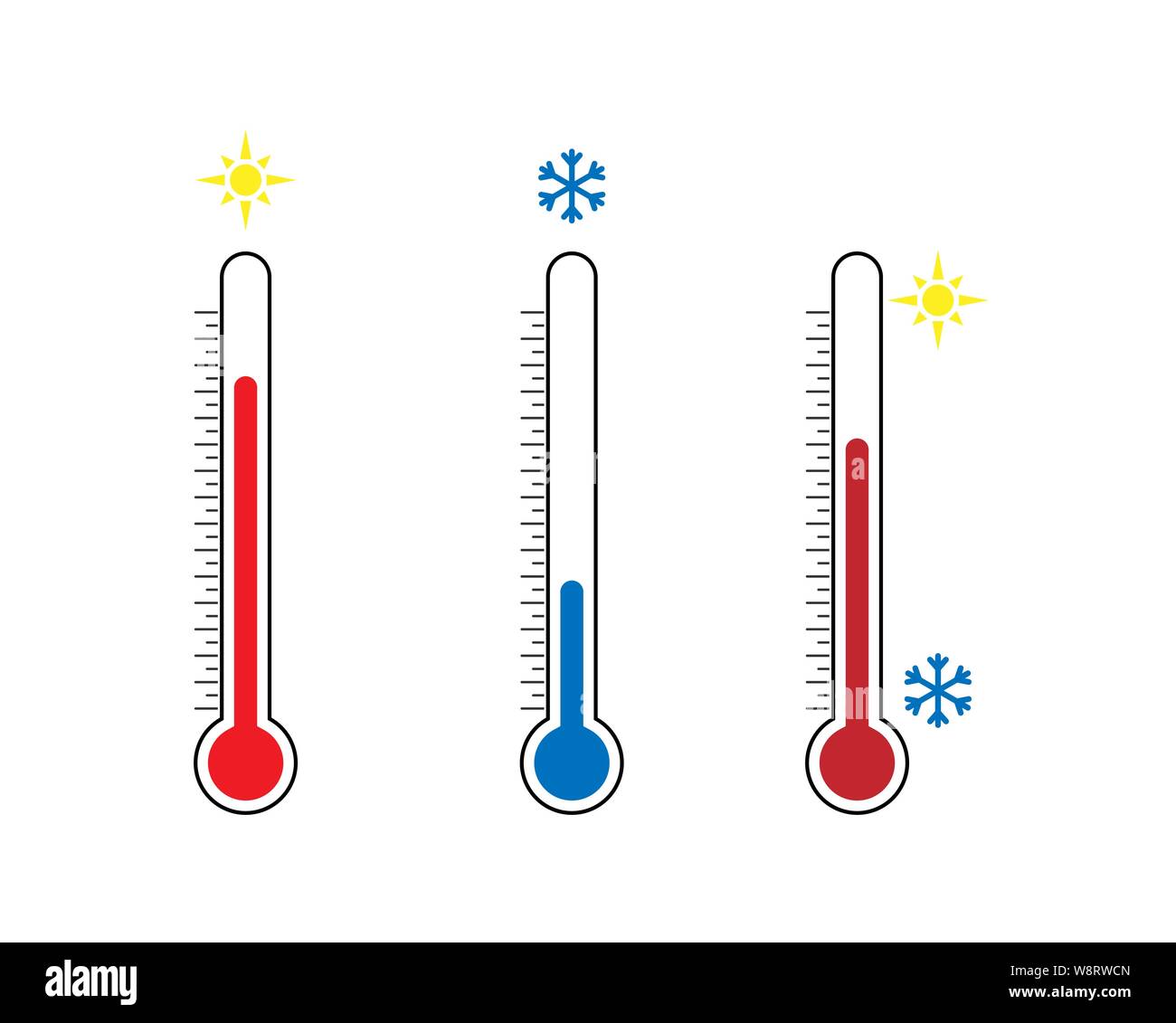 Set of color thermometer icons, simple flat design Stock Vector Image ...