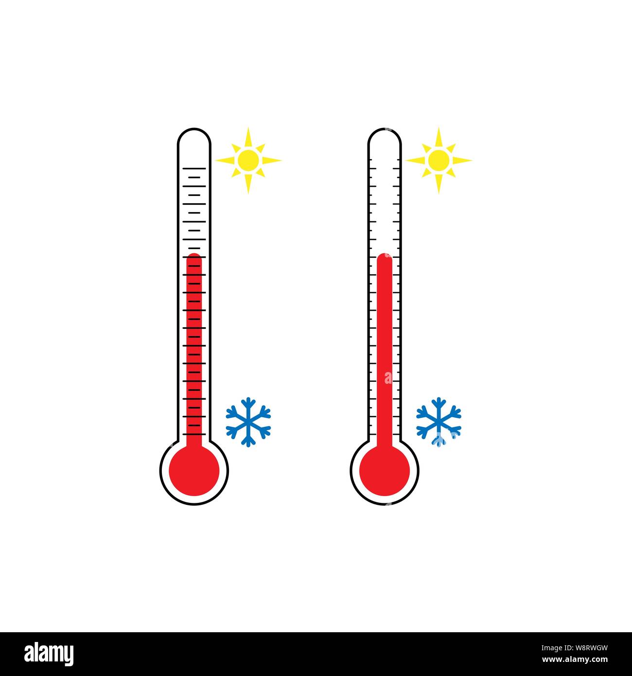 Set of color thermometer icons, simple flat design Stock Vector Image ...