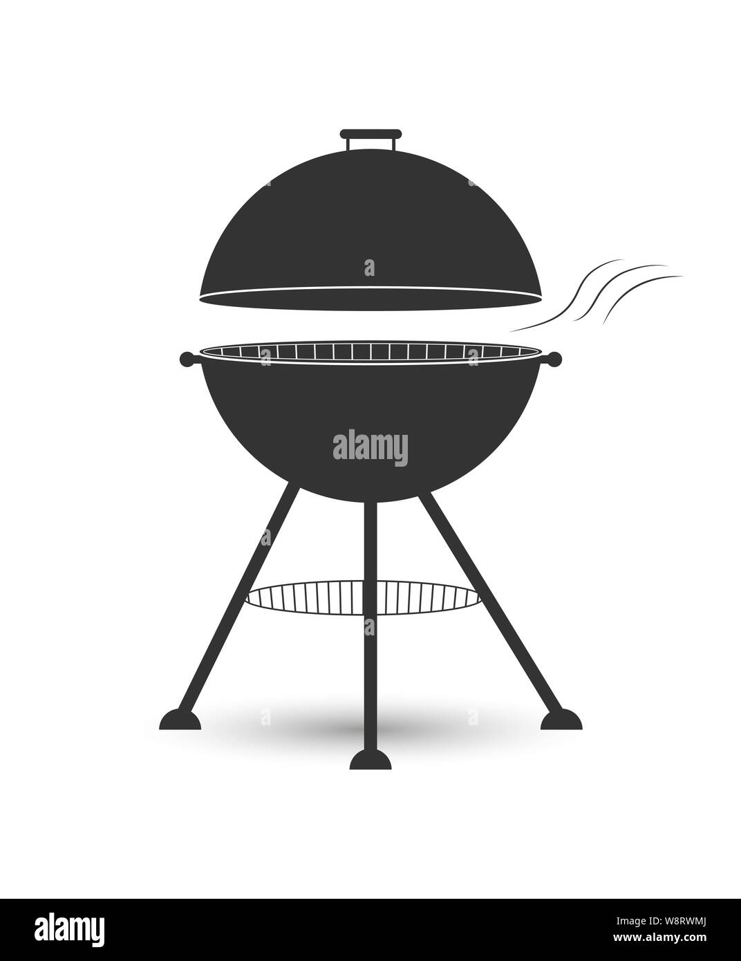 Grill icon with grill grill for roasting meat on coals, simple flat ...
