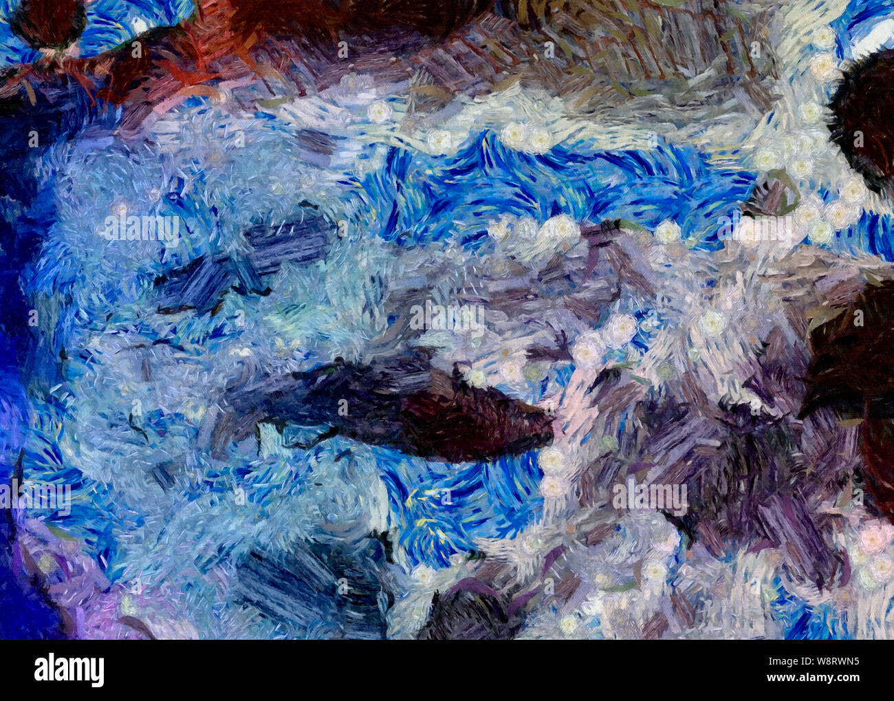 Abstract texture background. Digital painting in Vincent Van Gogh style ...