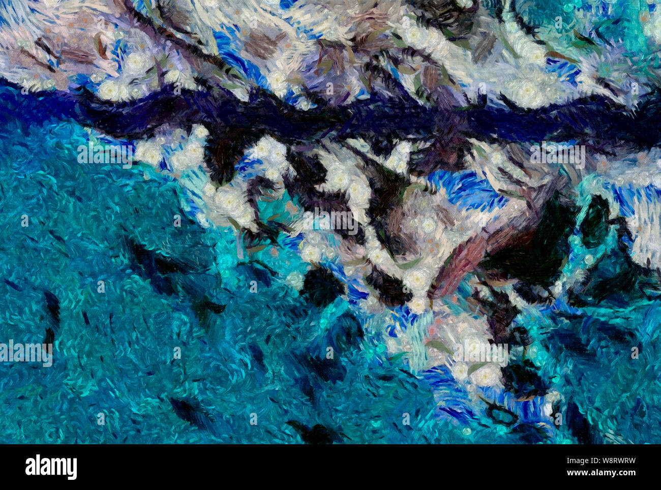 Abstract texture background. Digital painting in Vincent Van Gogh style ...