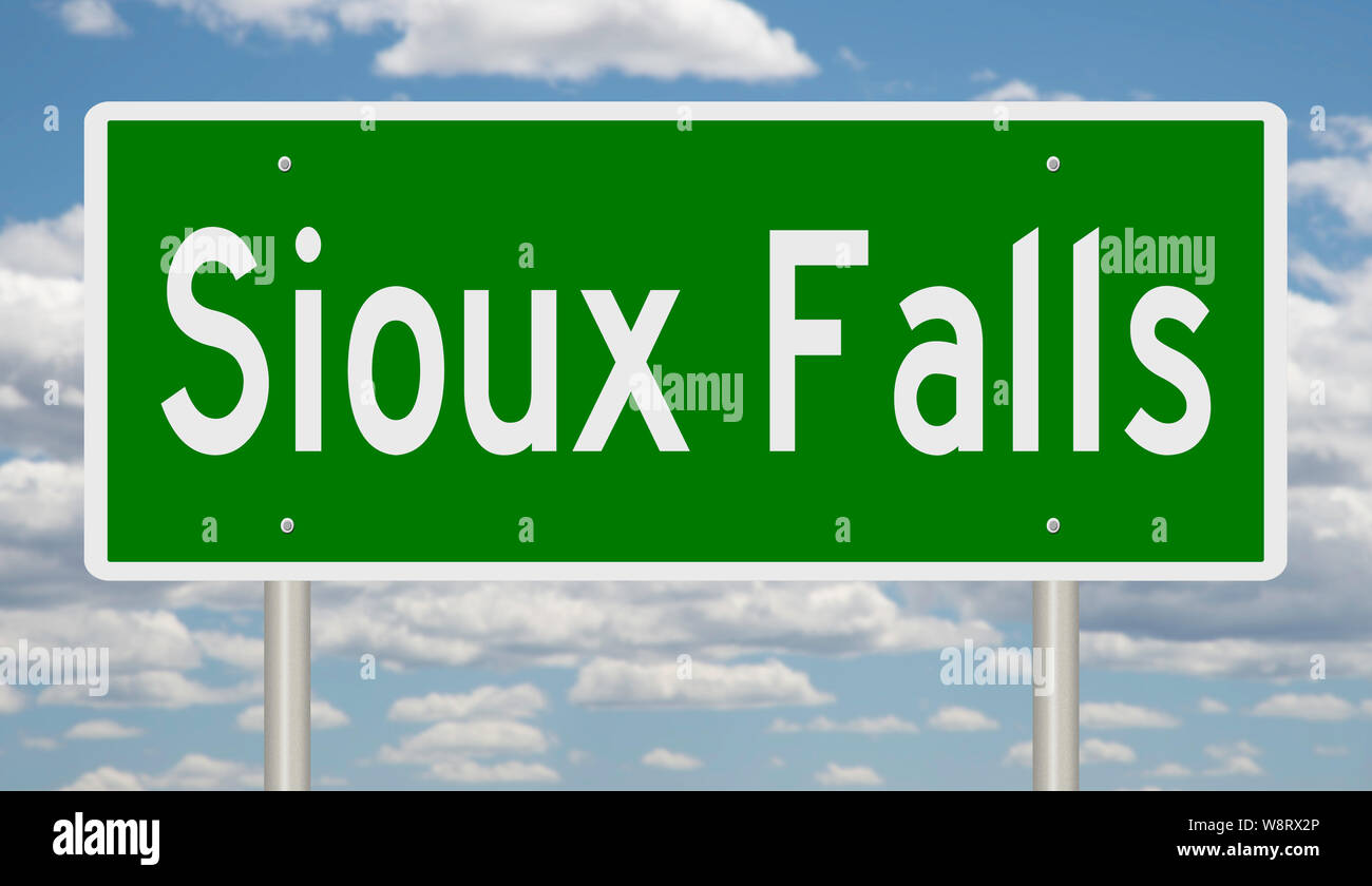 Rendering of a green highway sign for Sioux Falls Stock Photo - Alamy