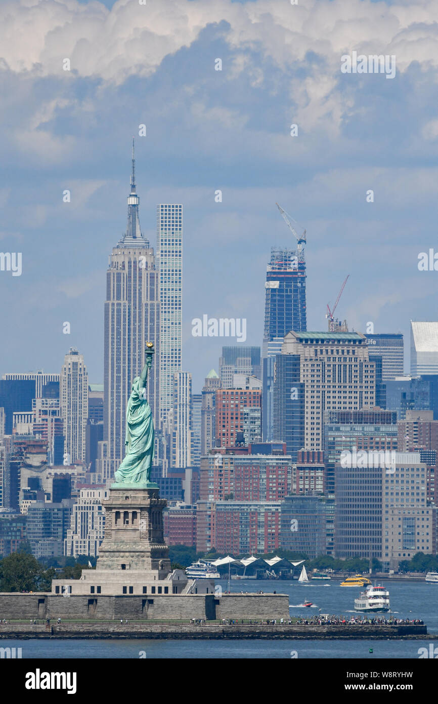 New York Skyline Statue Of Liberty Empire State Building