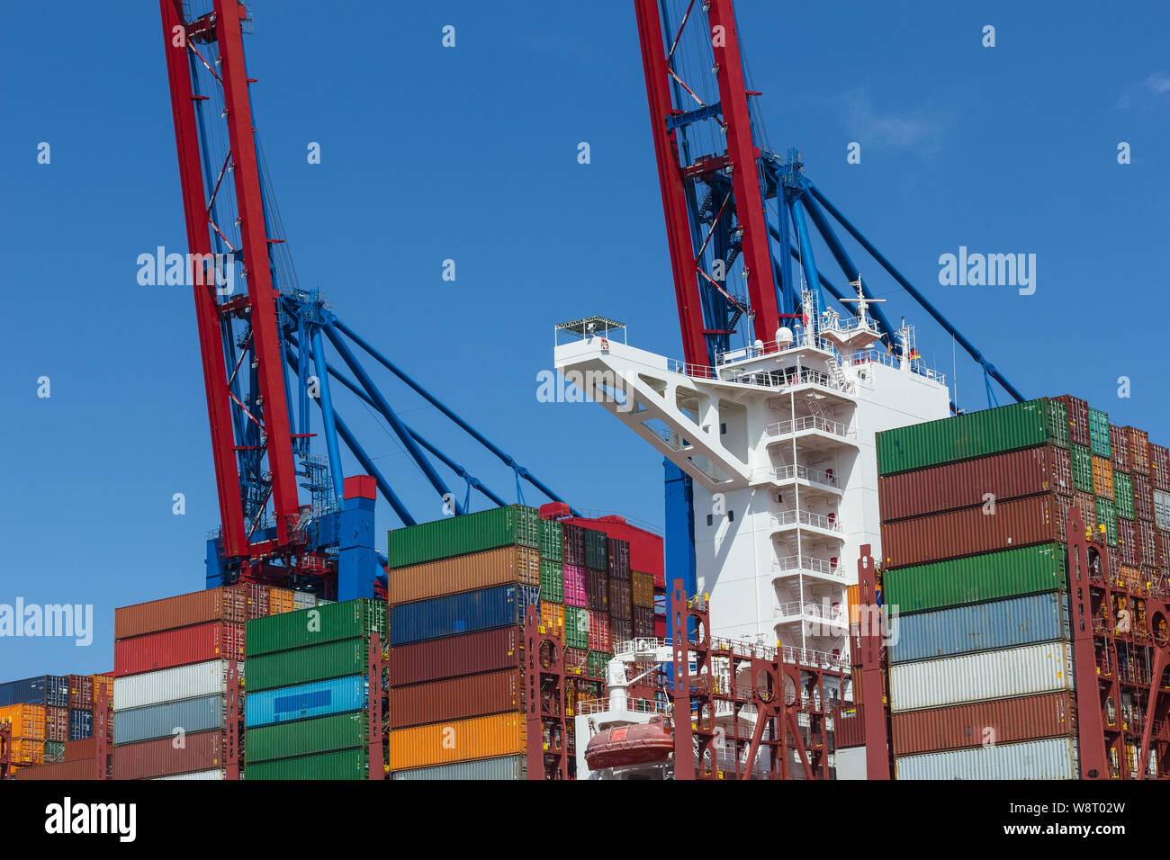 Container ship at the container terminal Export Free trade Economy ...