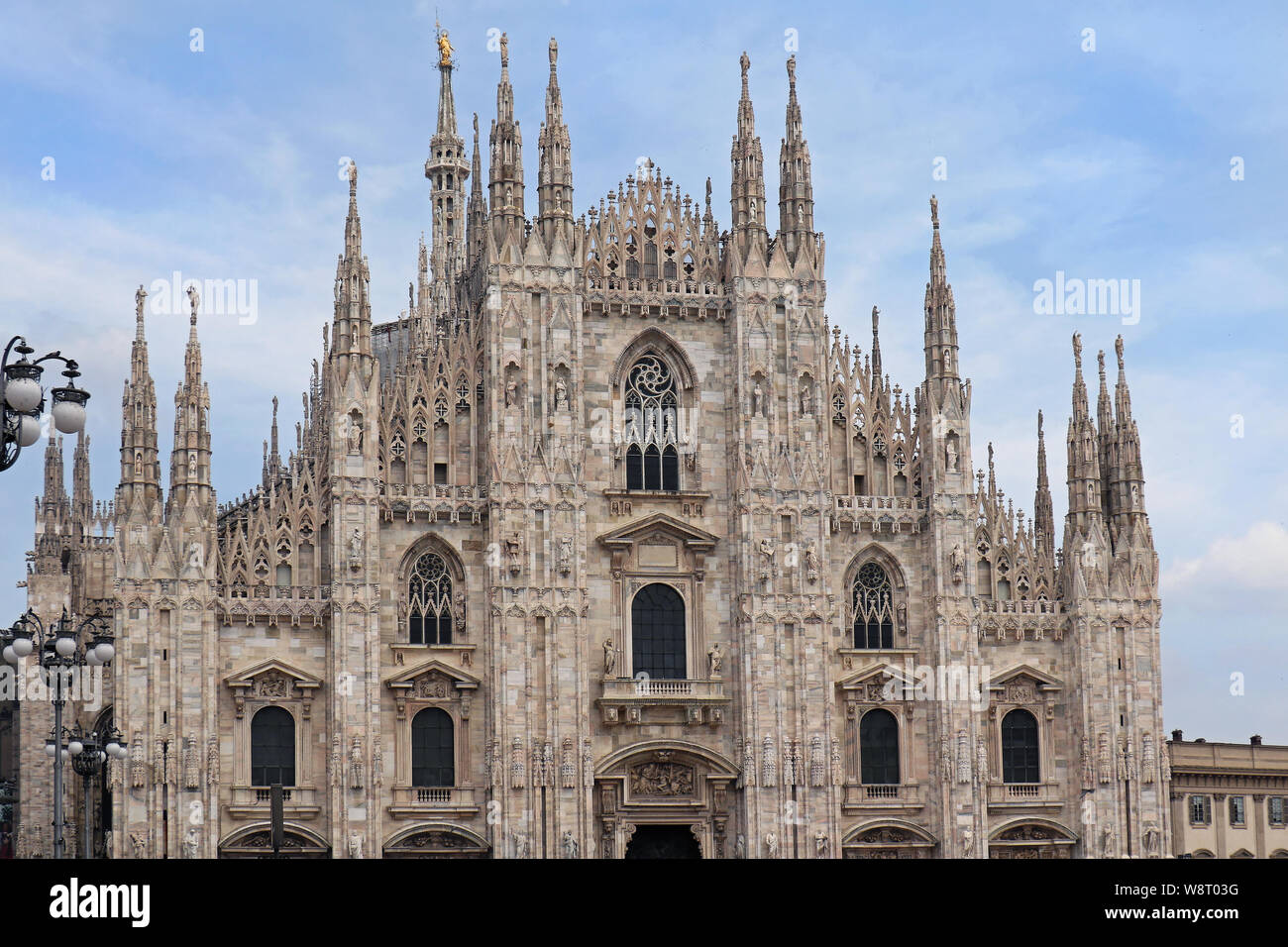 Ancient medieval architecture roof landmark Duomo cathedral in Milan ...