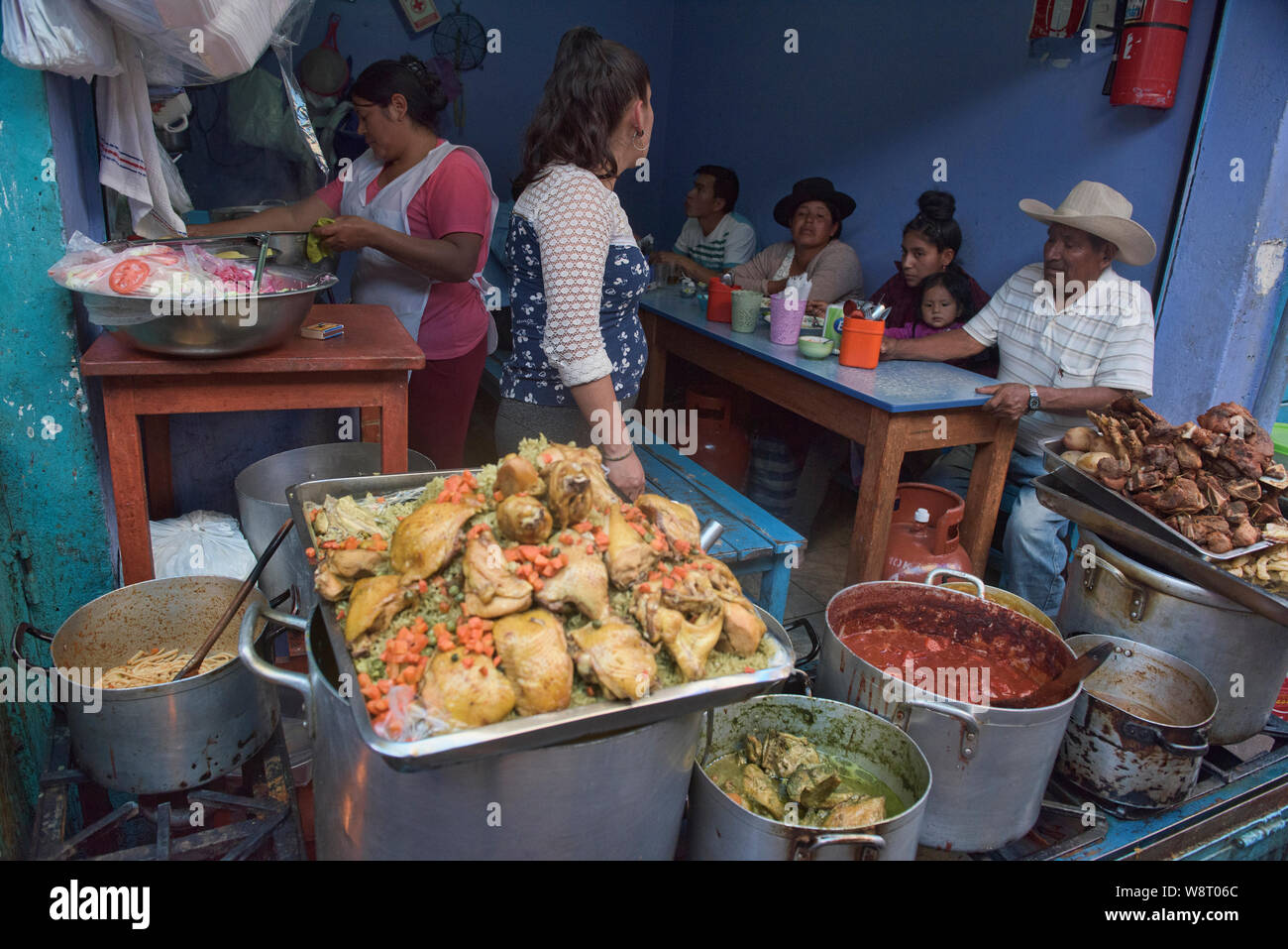 Puca picante and other local dishes in the market stalls, Ayacucho ...