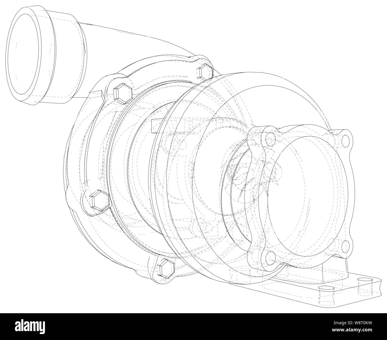 Vector turbocharger isolated. Vector illustration. Tracing illustration ...