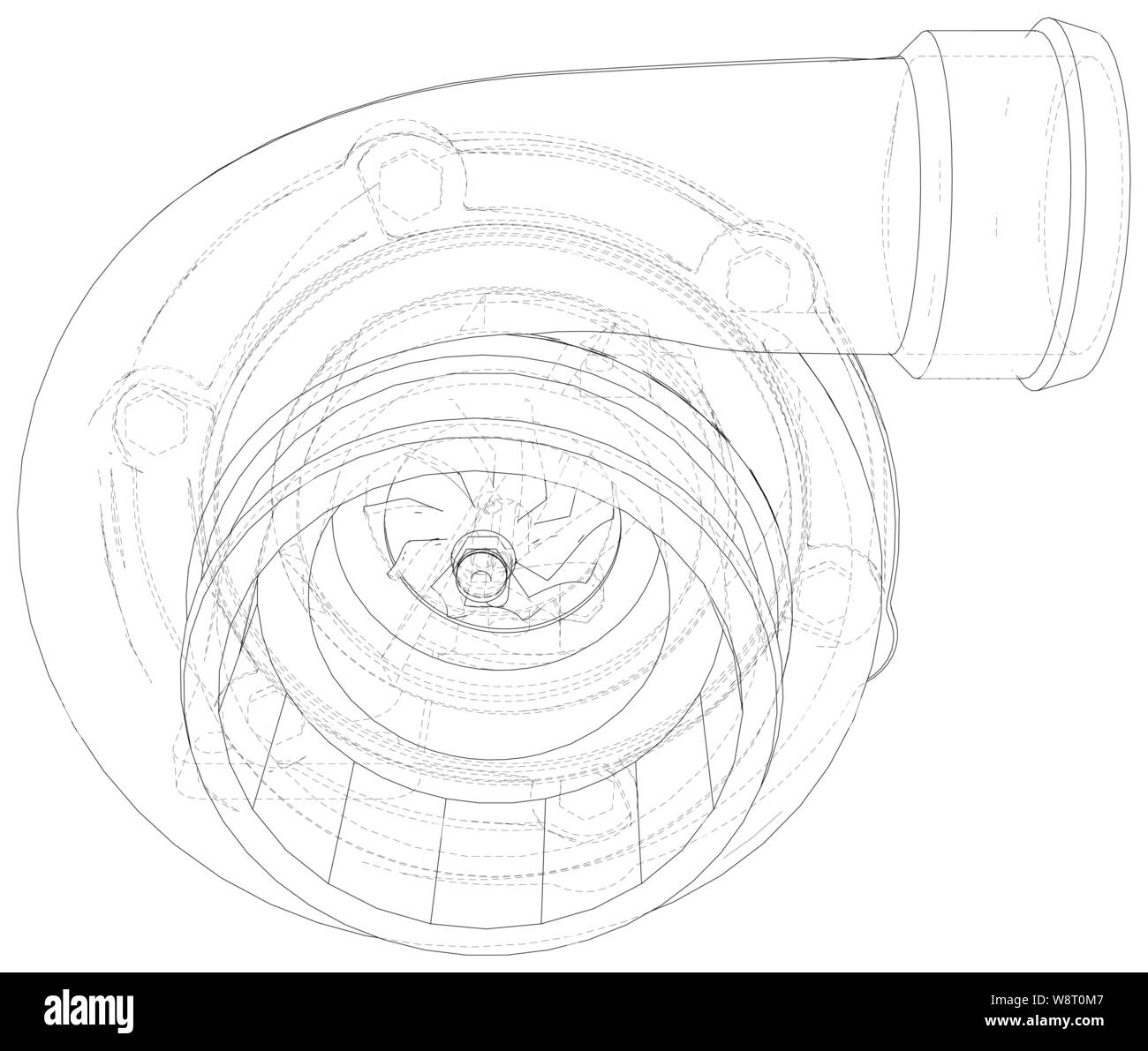 Vector turbocharger isolated. Vector illustration. Tracing illustration ...