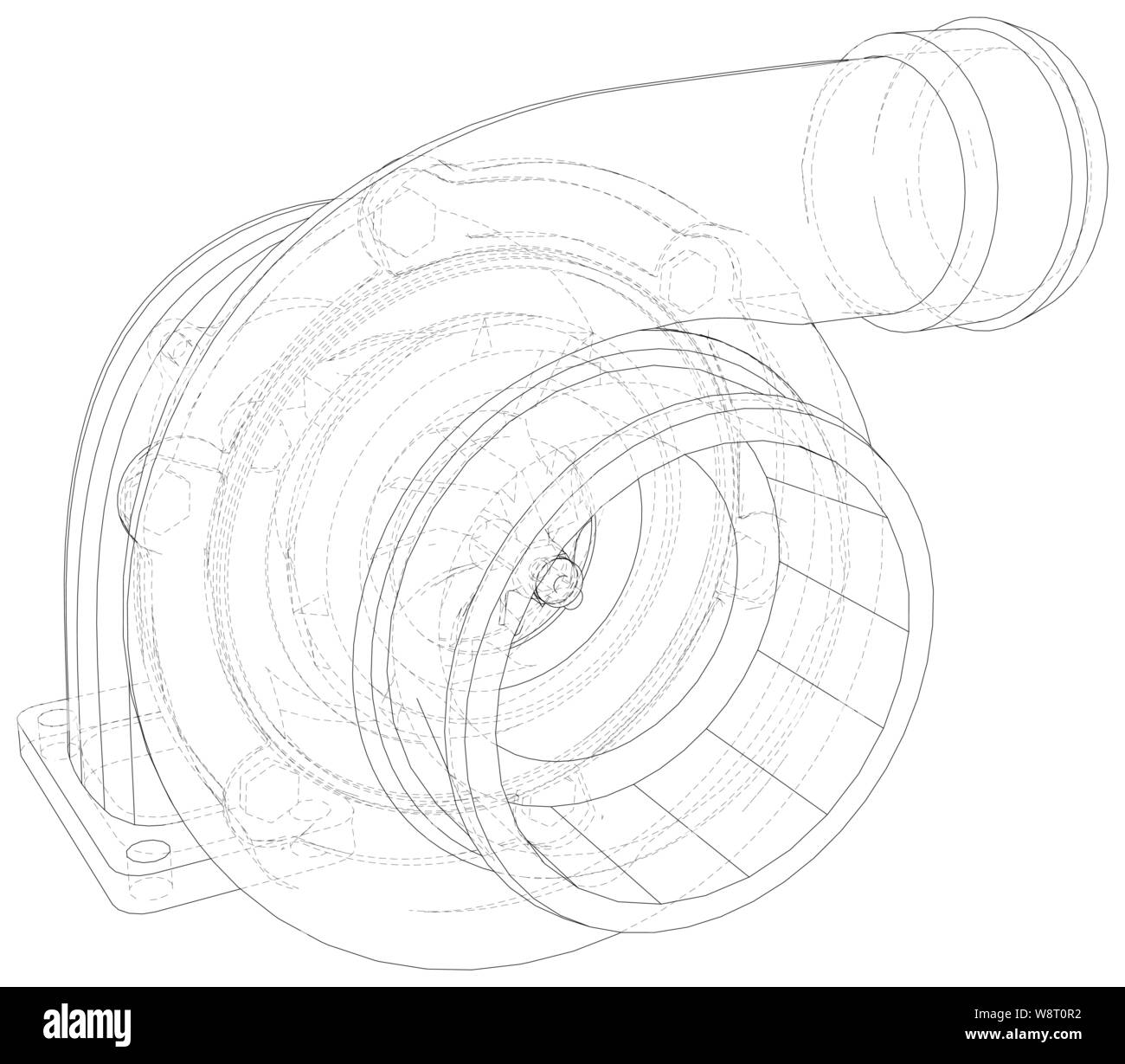 Car Turbocharger line background Isolated. Vector illustration. Tracing ...