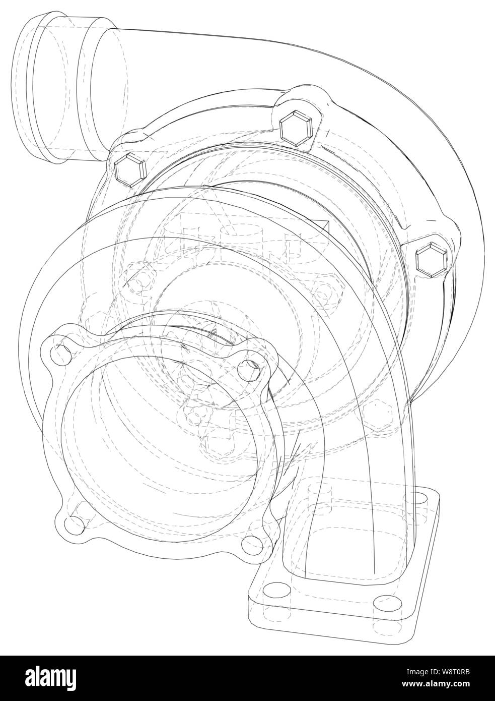 Vector turbocharger isolated. Vector illustration. Tracing illustration ...