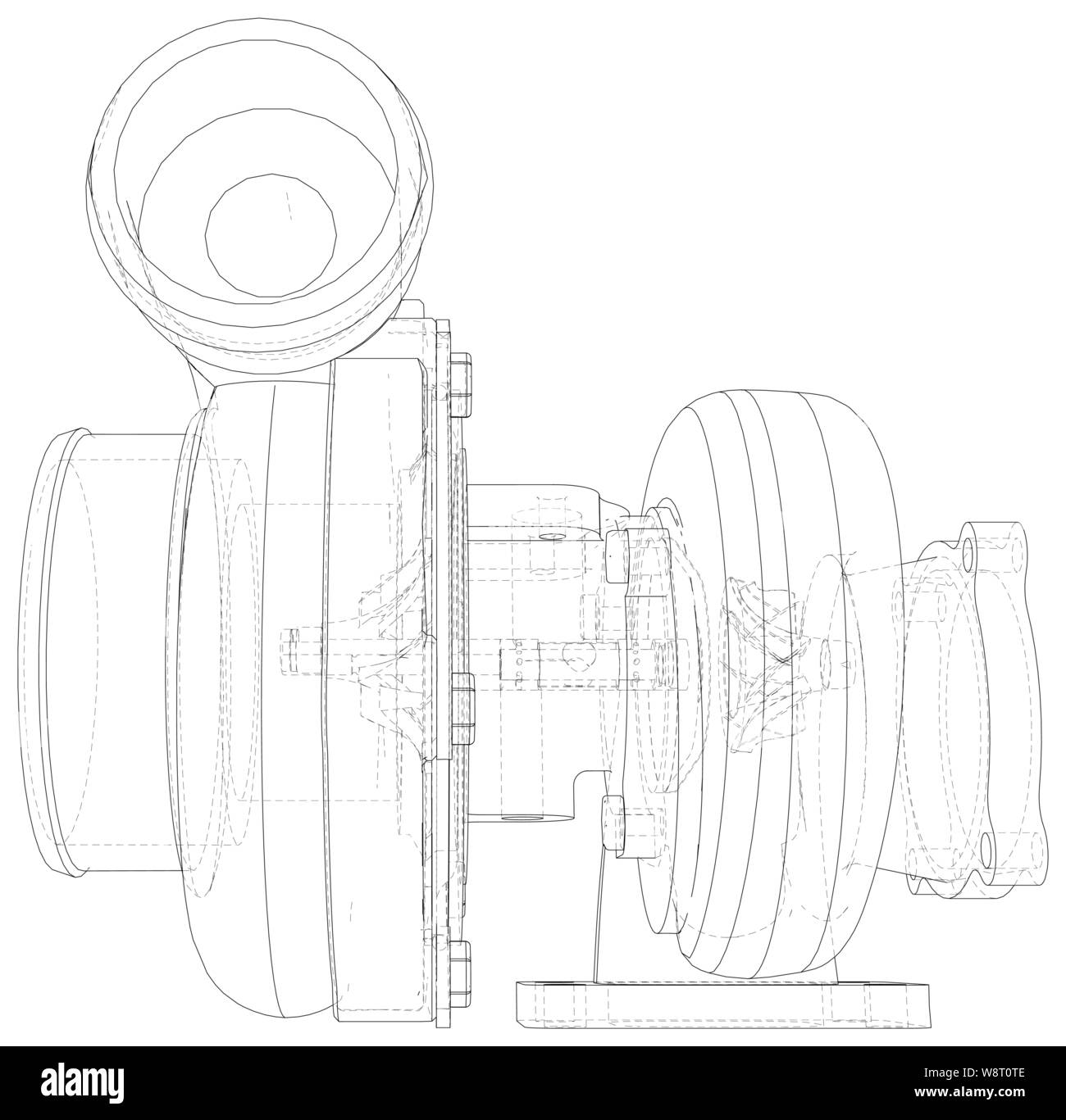 Vector turbocharger isolated. Vector illustration. Tracing illustration ...