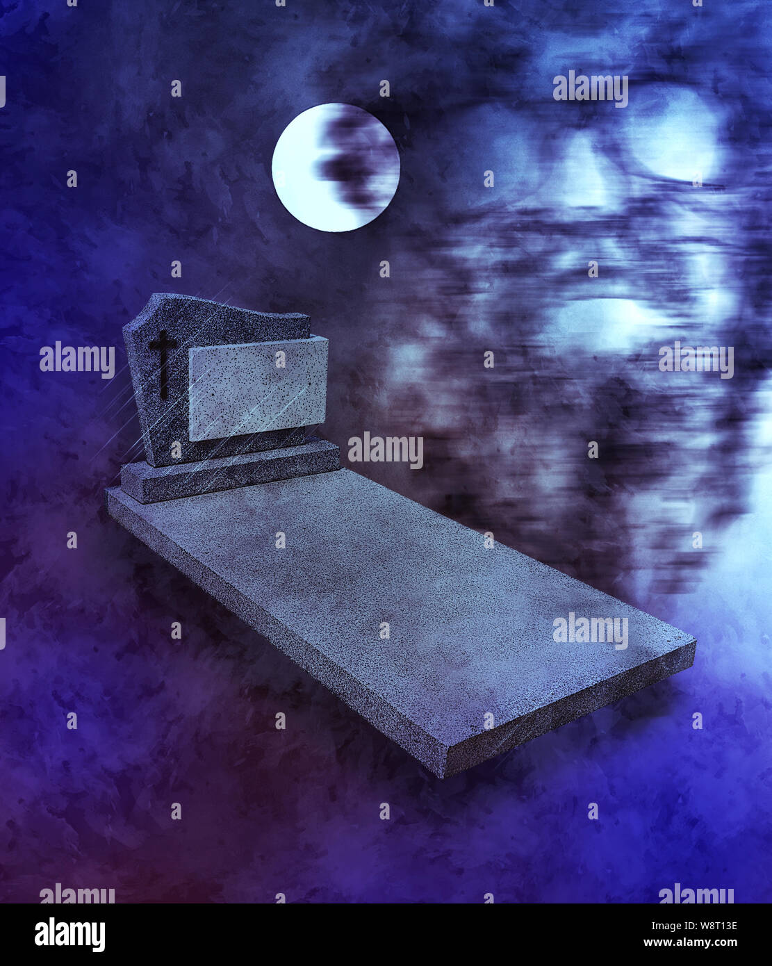 Illustration sketch of a single grave stone Stock Photo - Alamy