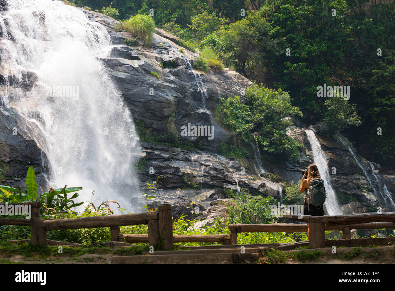 Wachirathan waterfall in Doi Inthanon National Park near Chiang Mai ...