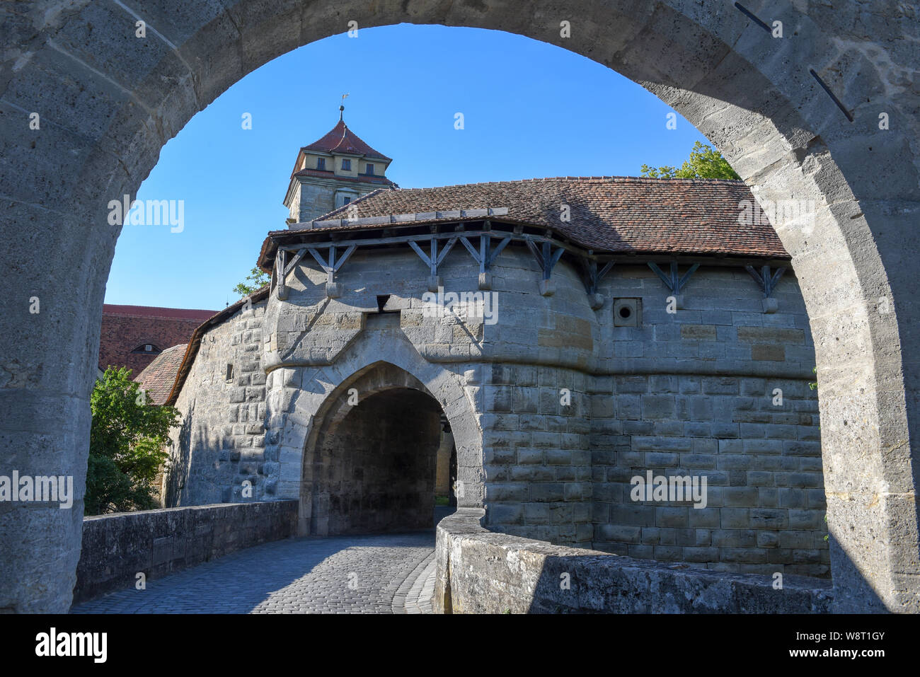 Tower of entrance gate of Rotenburg ob der Tauber on Germany Stock ...