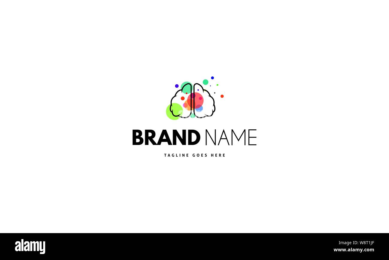 Vector logo on which an abstract image of the silhouette of the brain ...