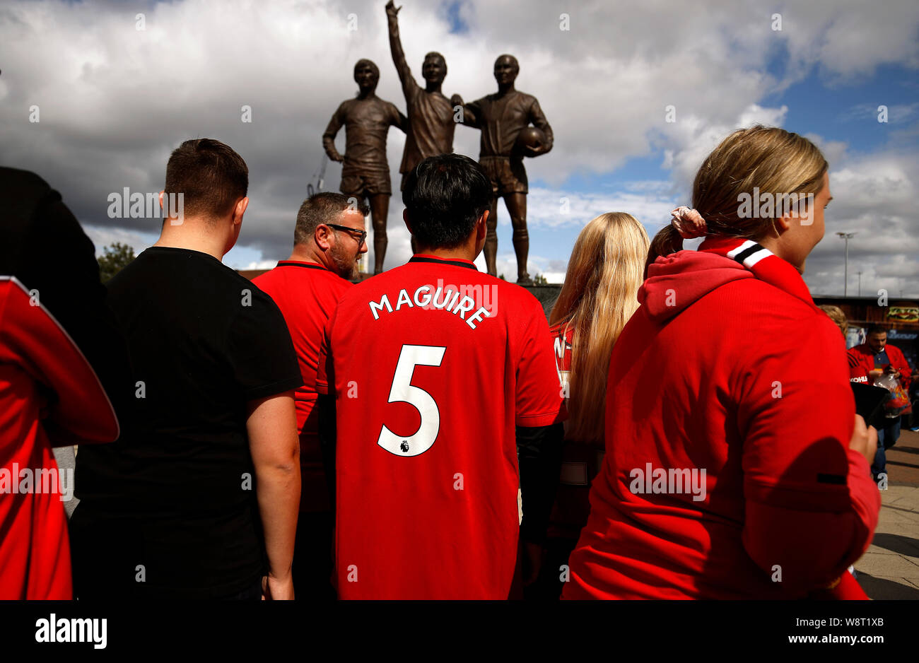 A Manchester United fan wearing a Harry Maguire kit before the Premier ...