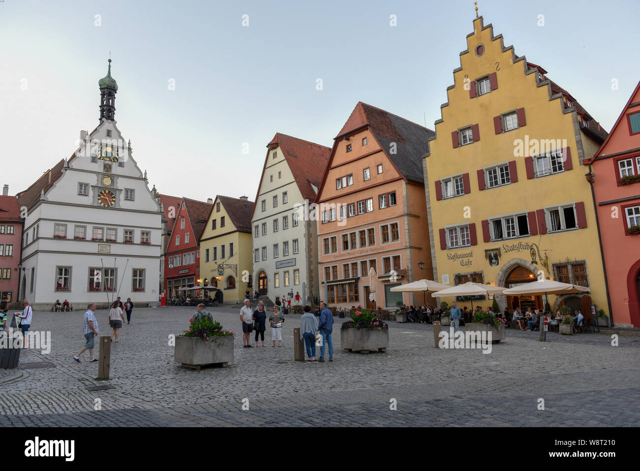 Rotenburg ob der Tauber, Germany - 2 July 2019: historical square of ...