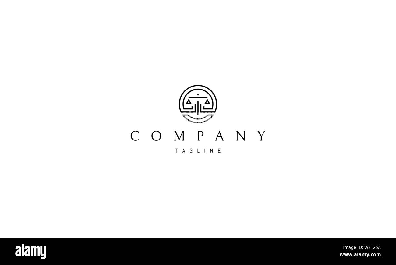 Vector logo on which an abstract image of the scales of justice in a ...