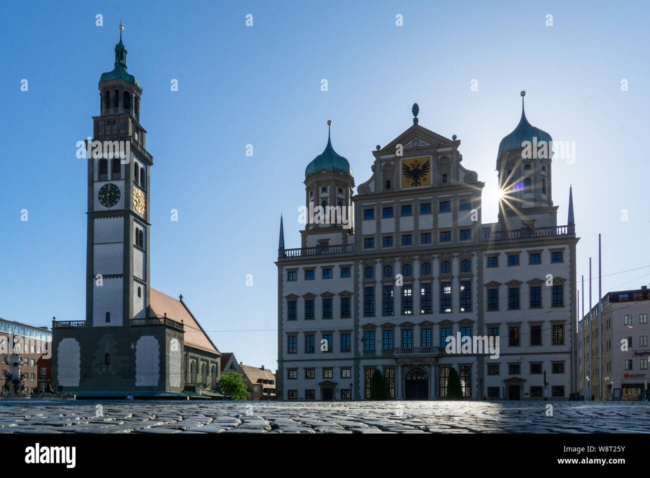 Augsburg town hall and perlach tower, unesco world heritage site Stock ...