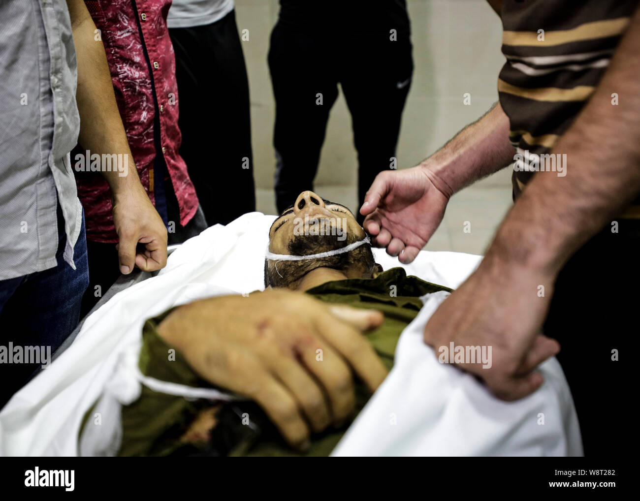 (EDITOR'S NOTE: Image depicts death)The body of a Palestinian fighter ...