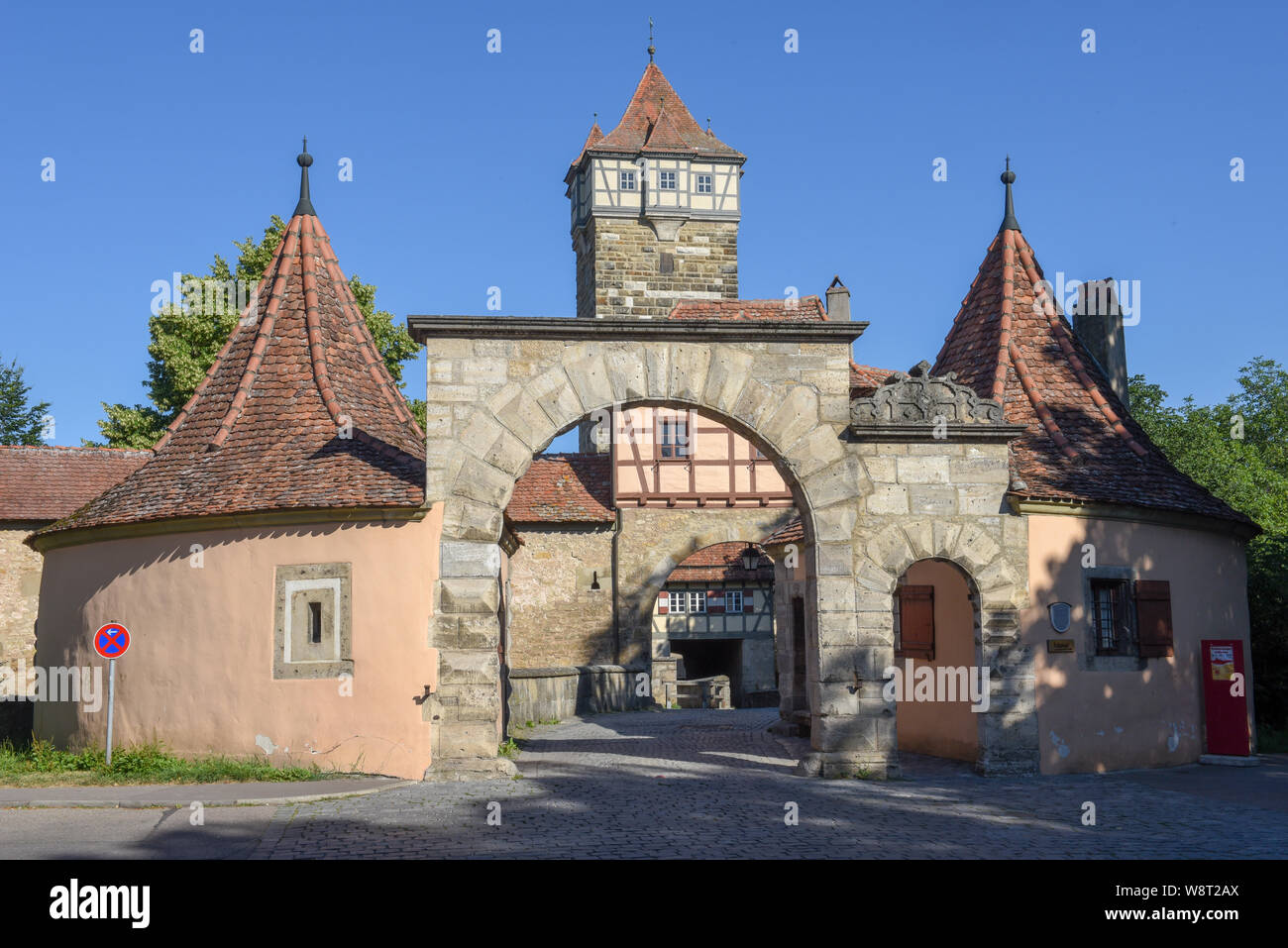 Tower of entrance gate of Rotenburg ob der Tauber on Germany Stock ...