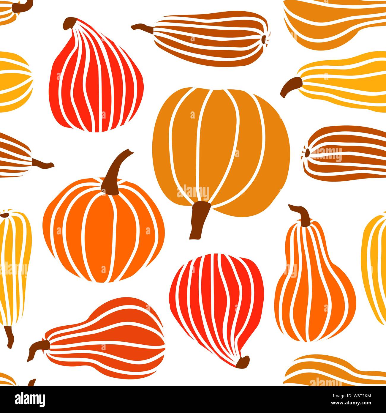 Hand draw Pumpkin Seamless Pattern in simple Doodle Style Vector ...