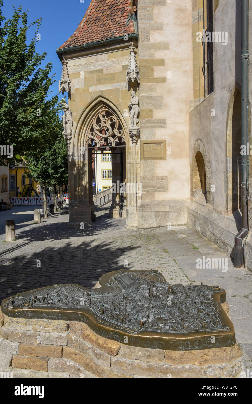 Rotenburg ob der Tauber, Germany - 3 July 2019: detail of the church at ...