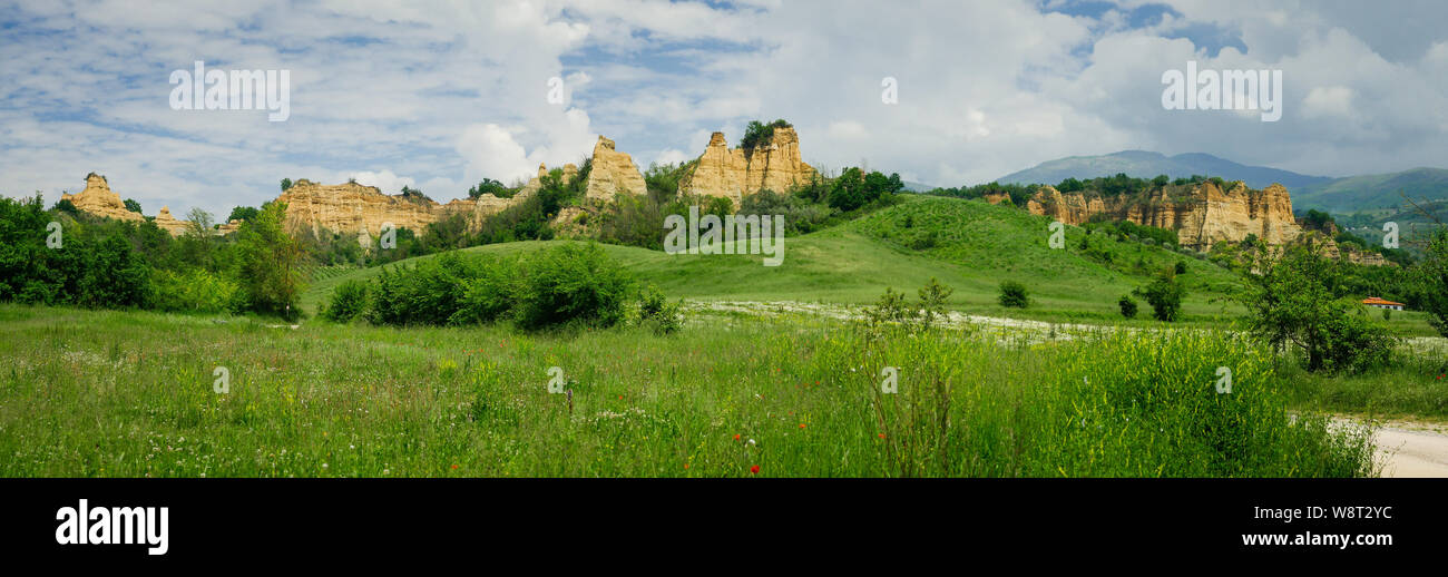 Aerial view of Le Balze canyon landscape in Valdarno, Italy Stock Photo ...