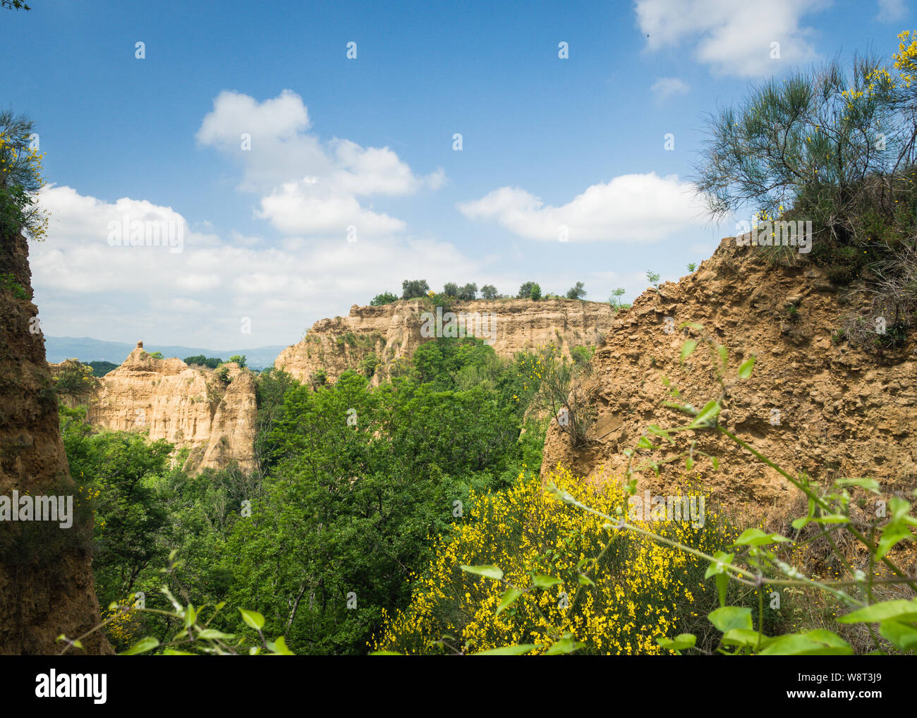 Aerial view of Le Balze canyon landscape in Valdarno, Italy Stock Photo ...