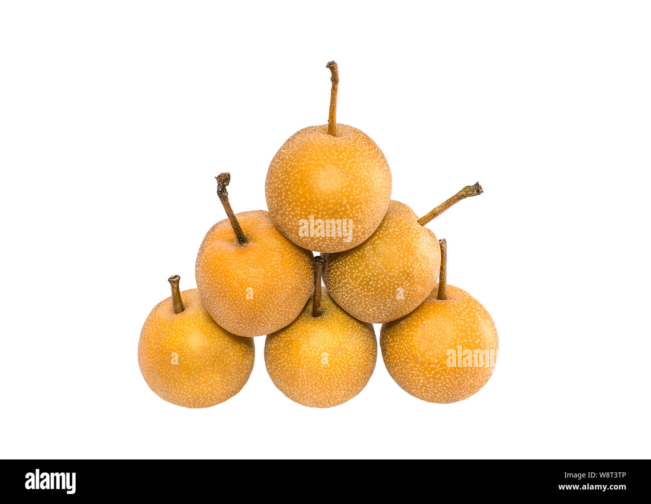 Pyramid formed by fresh Nashi or Asian pears isolated on white ...