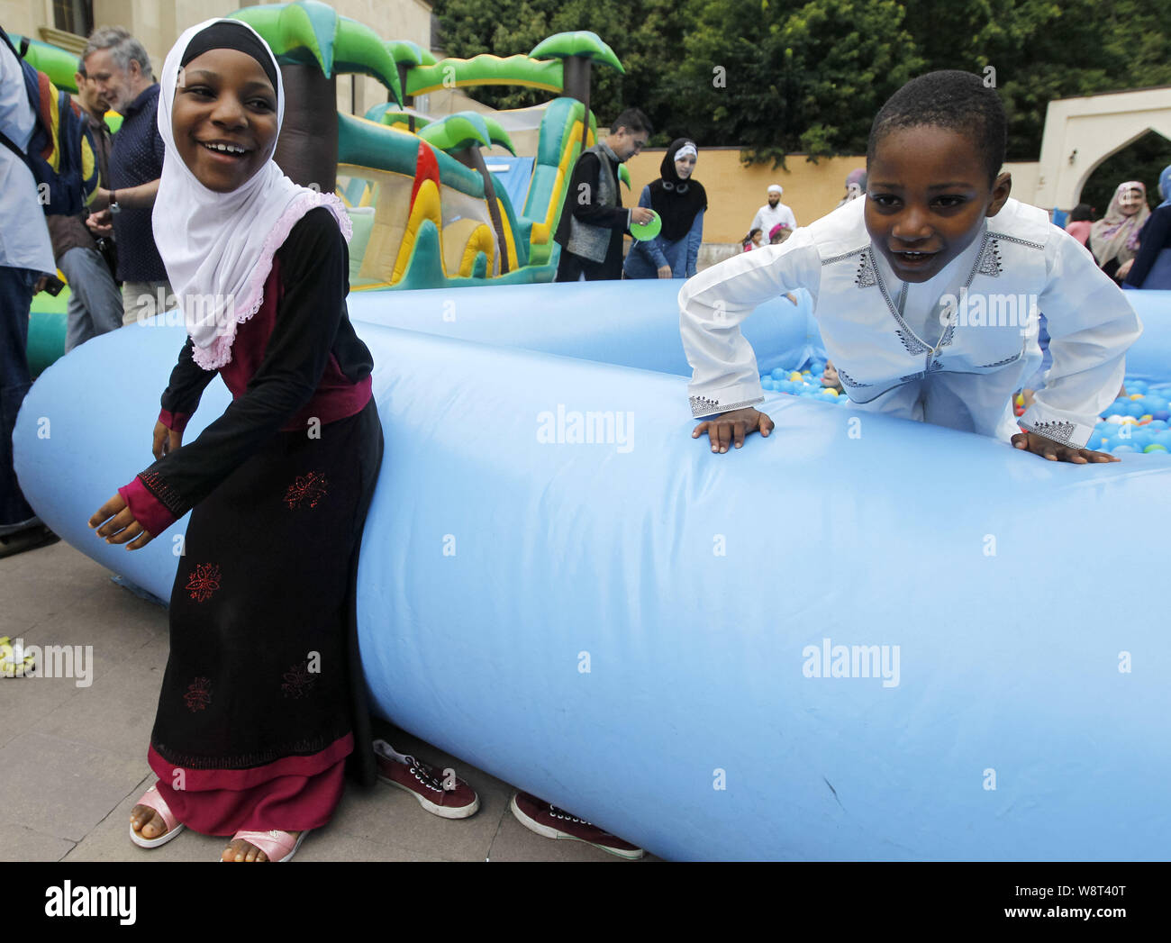 Kiev, Ukraine. 11th Aug, 2019. Muslim children play during the Eid al ...